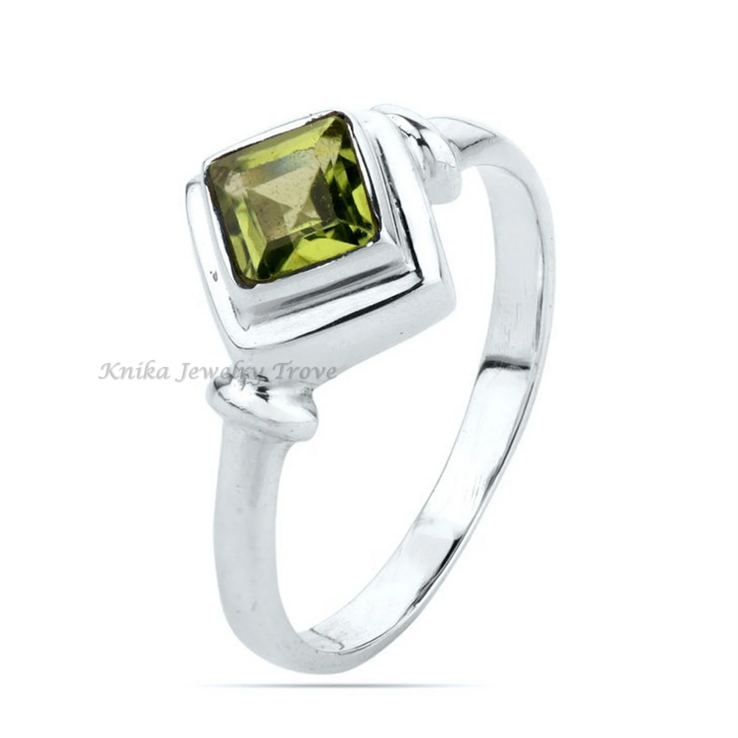 925 Sterling Silver Beautiful Natural Peridot Square Shape Ring Shop ...