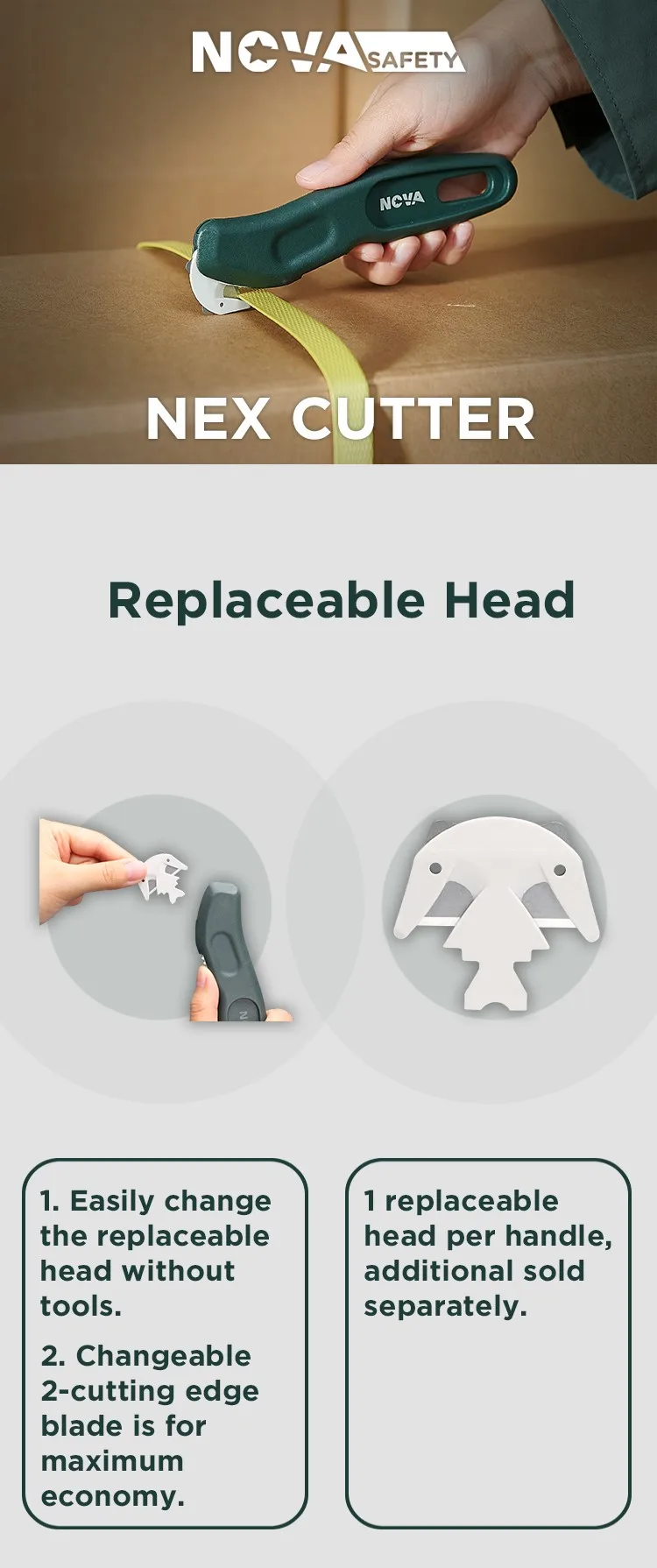 Nex Cutter Ergonomic Box Cutter Stretch Film Shrink Wrap Safety Knife ...