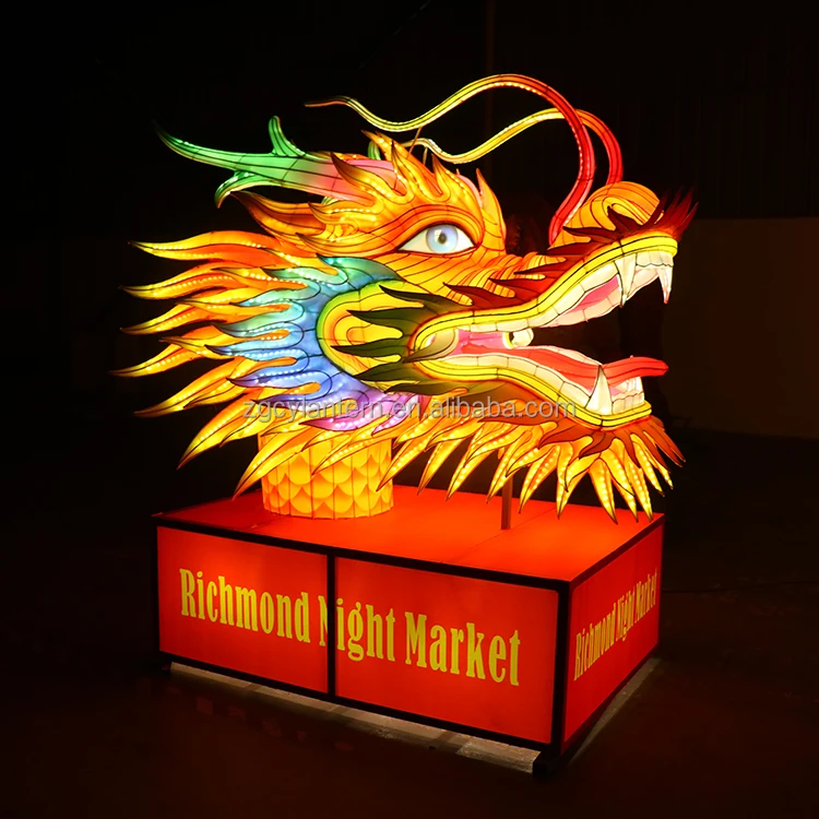 Large Glowing Lantern Sculptures Dragon Loong Head Chinese Lantern ...