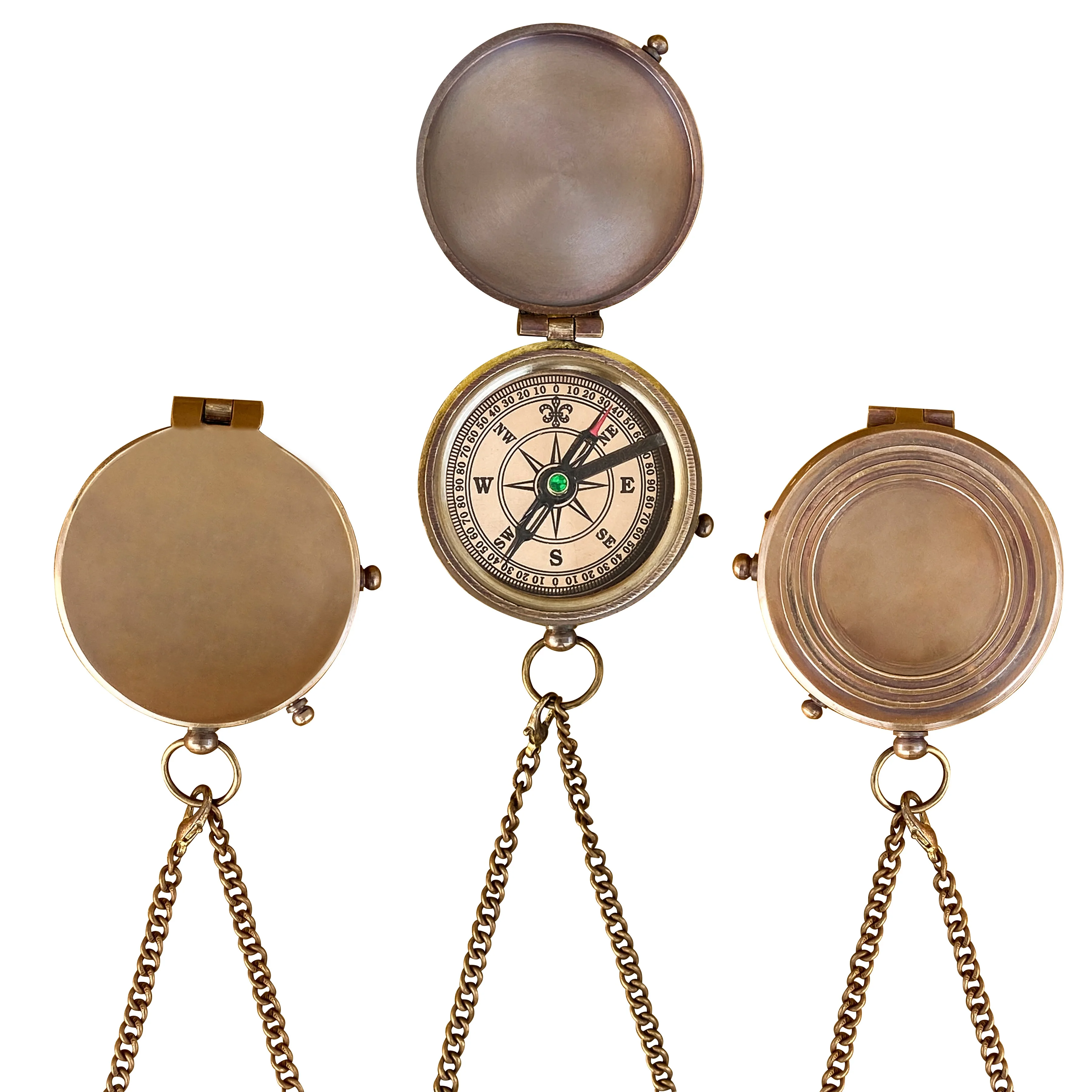 Personalized Brass Magnetic Pocket Compass for Hiking