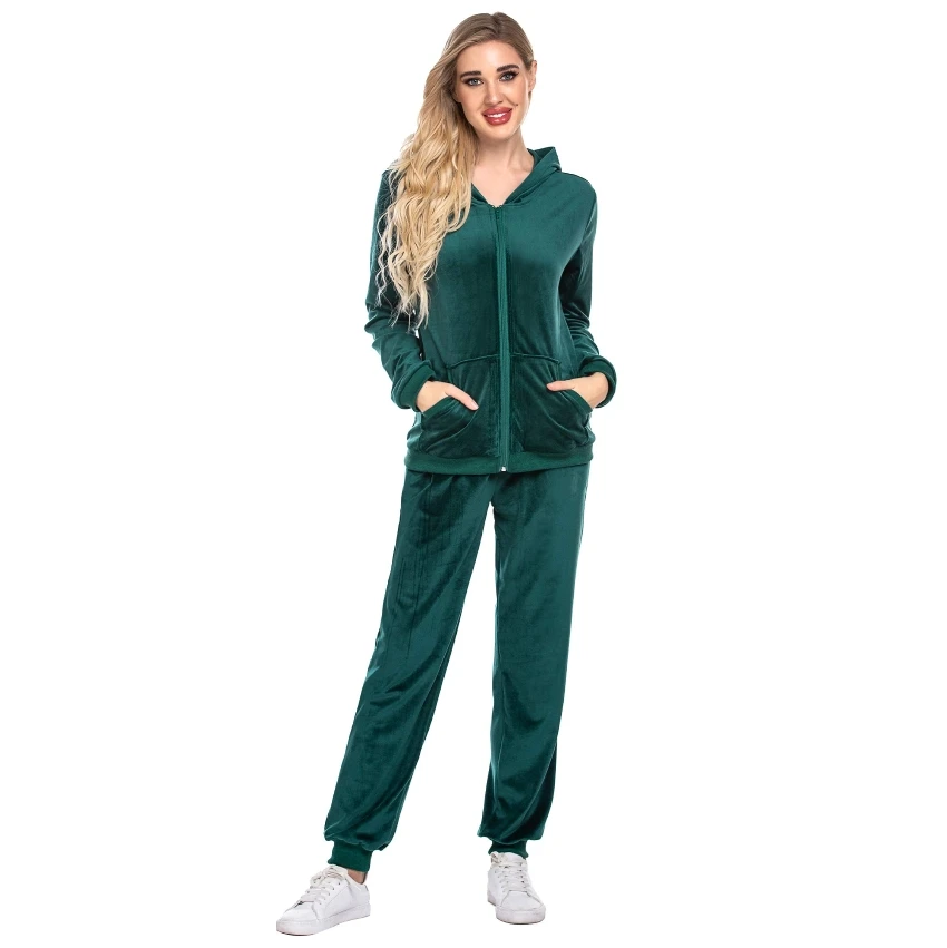 High Quality Aoyema Fashion Custom Velour Lady Tracksuit For Women Crop ...