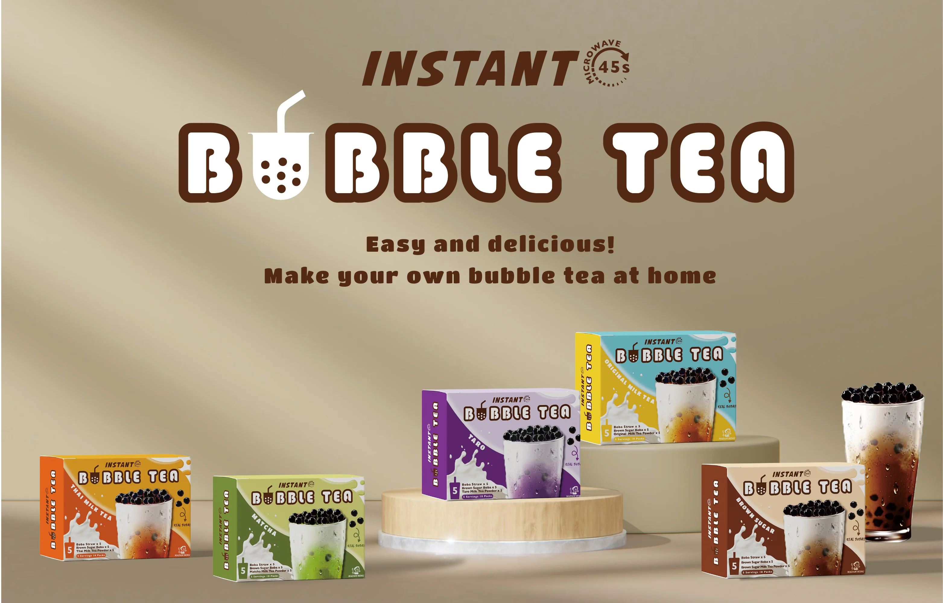 Madam Hong Taro Milk Tea Instant Flavor with Tapioca Pearls 500g Box ...