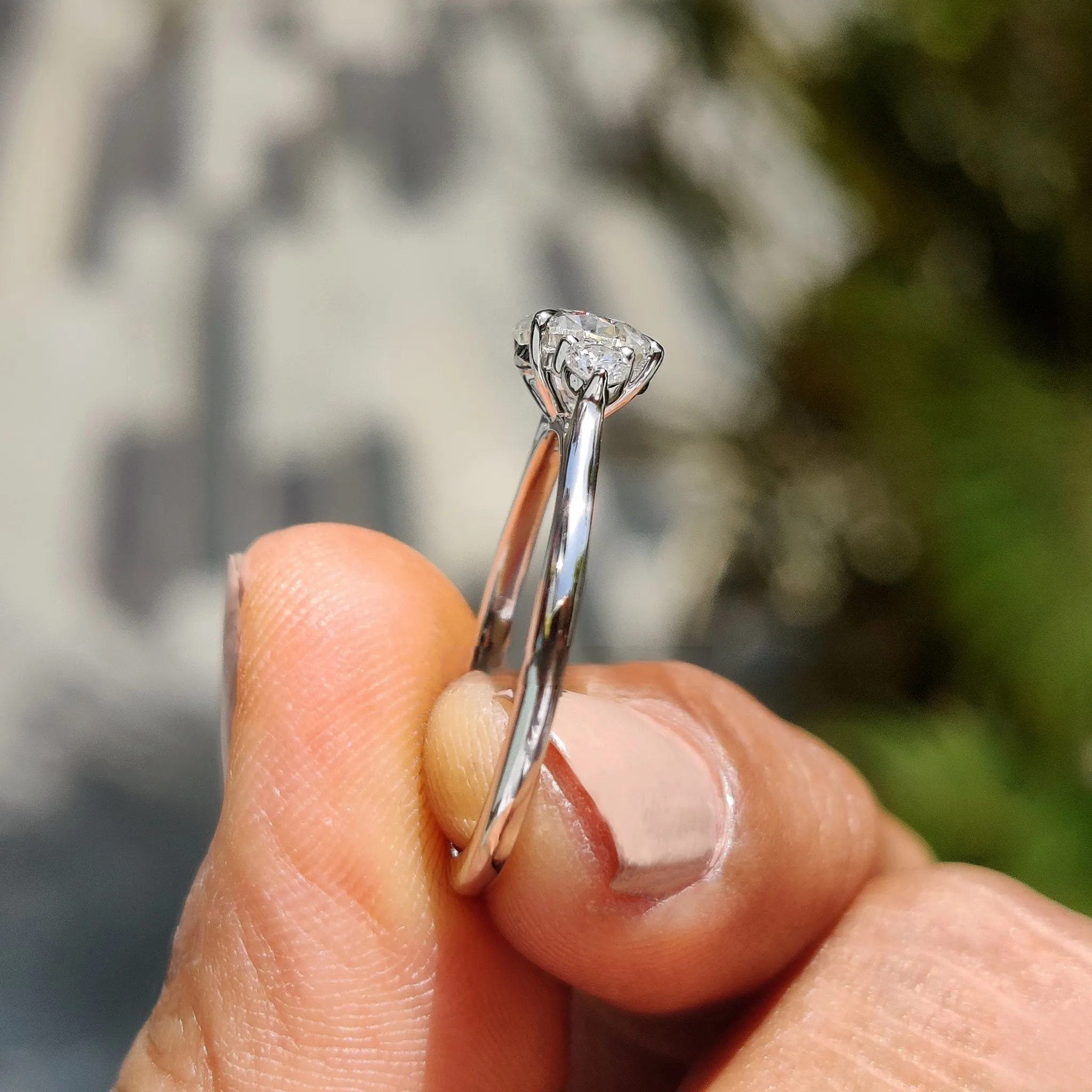 14k Solid Gold Round Solitaire Diamond Engagement Ring Three Stone ...