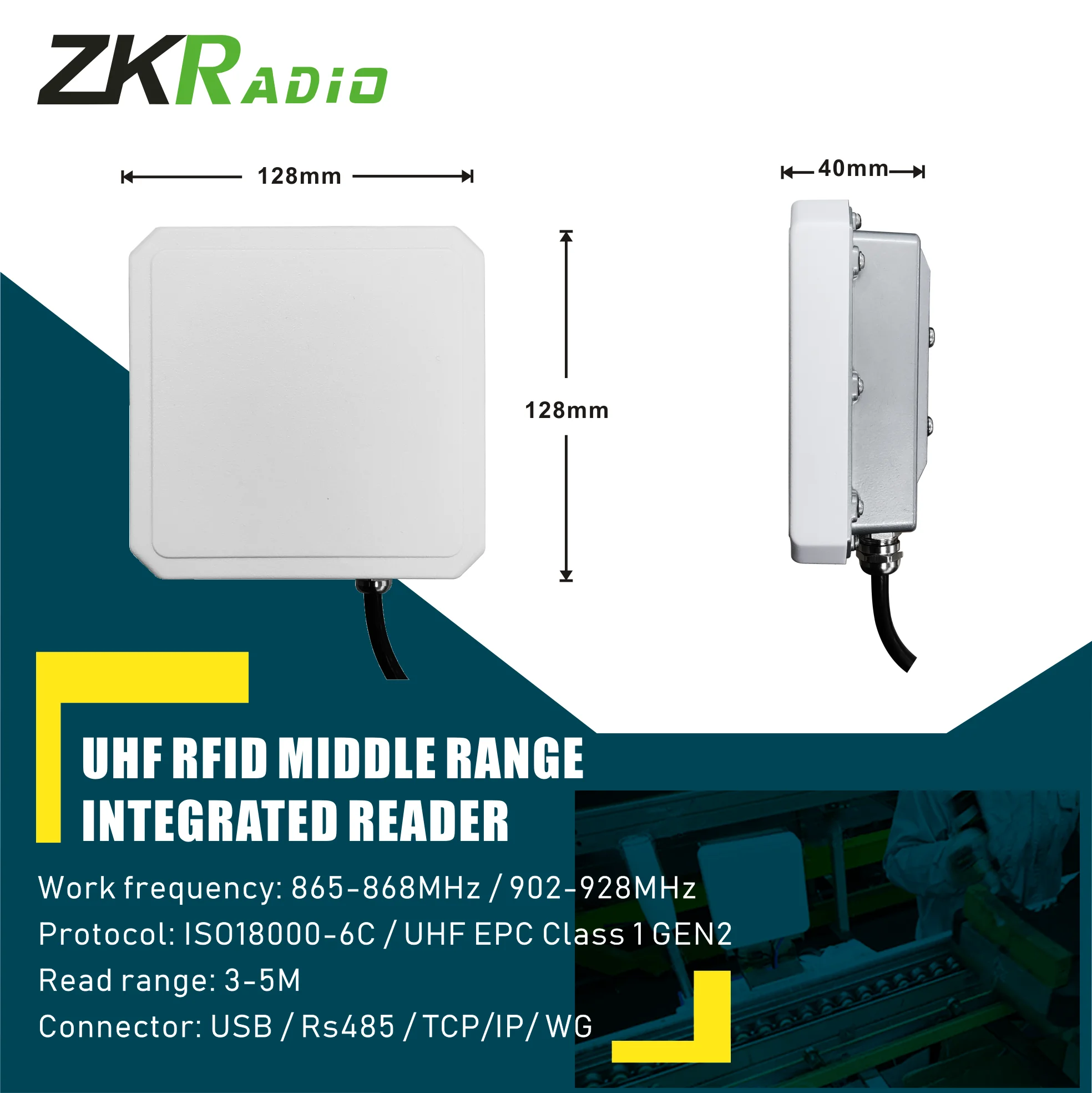 902-928MHz ISO18000-6C UHF RFID Mini Size Middle Range Integrated ...