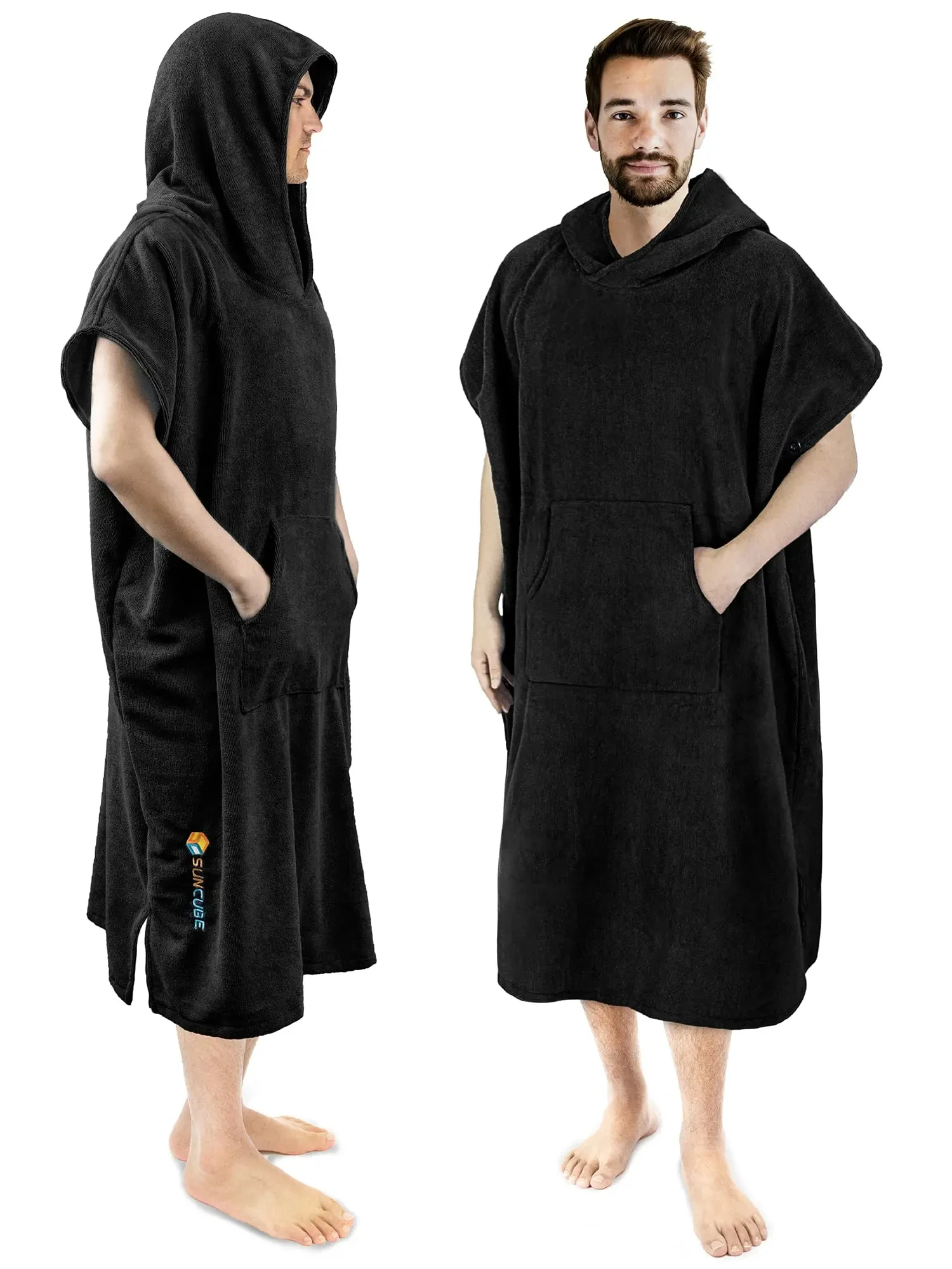 Poncho Robe With Hood Thick Quick Dry Microfiber Towel With Pocket For ...
