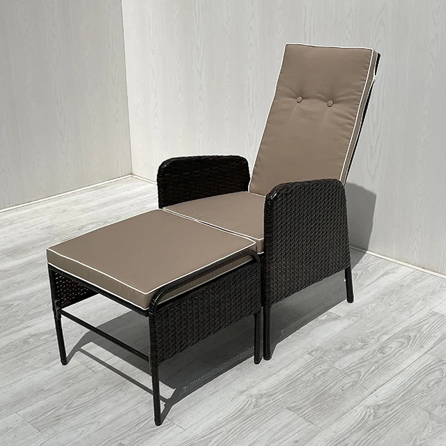 Pellabant Adjustable Wicker/rattan Reclining Lounge Chair With Ottoman ...