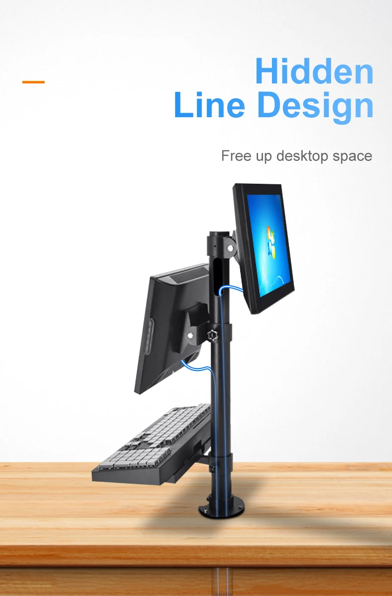 Supermarket Channel Cash Register Keyboard Stand for 12'' to 19'' Dual ...