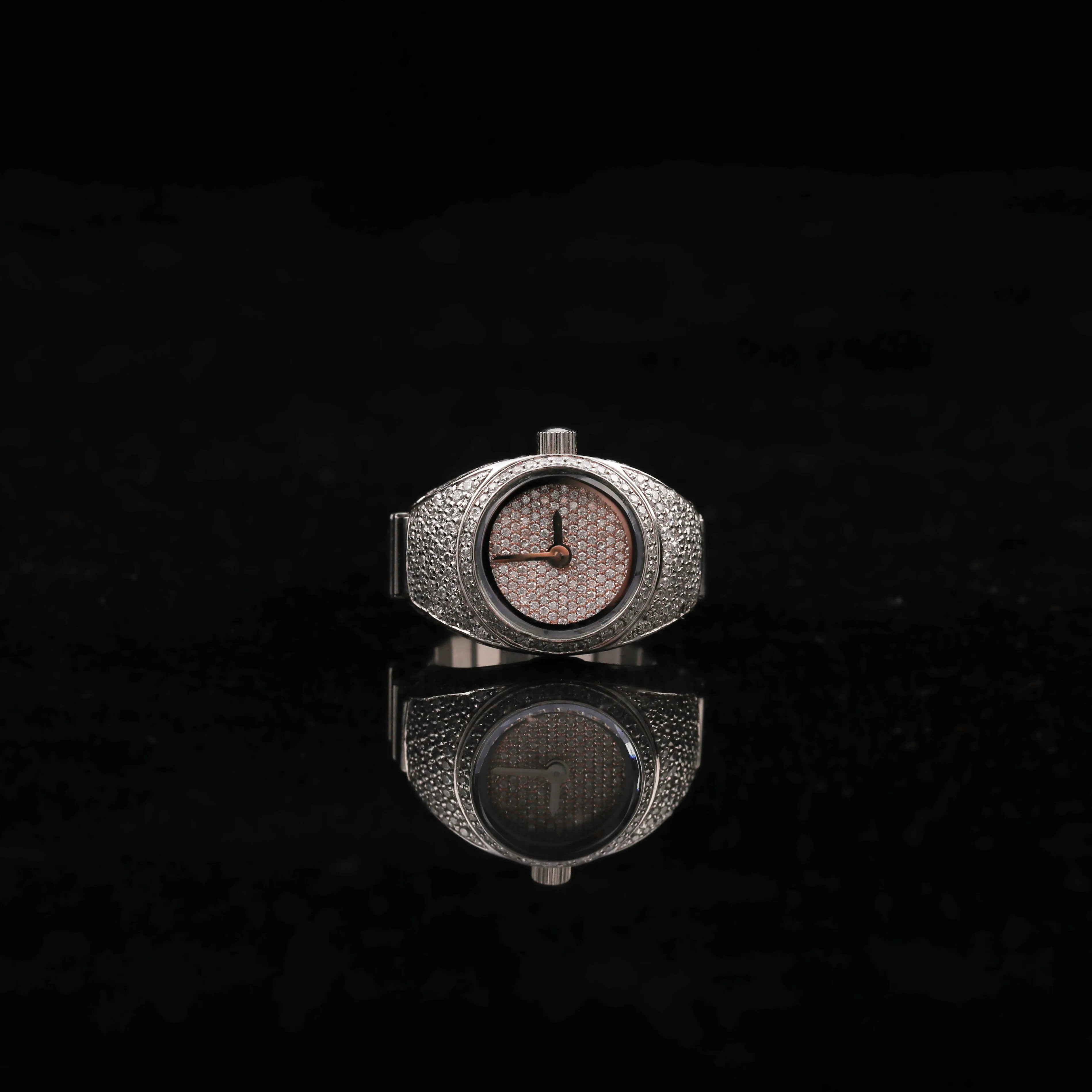 Mini Vintage 3 TCW Moissanite Clock Finger Ring Unisex Round Dial ...