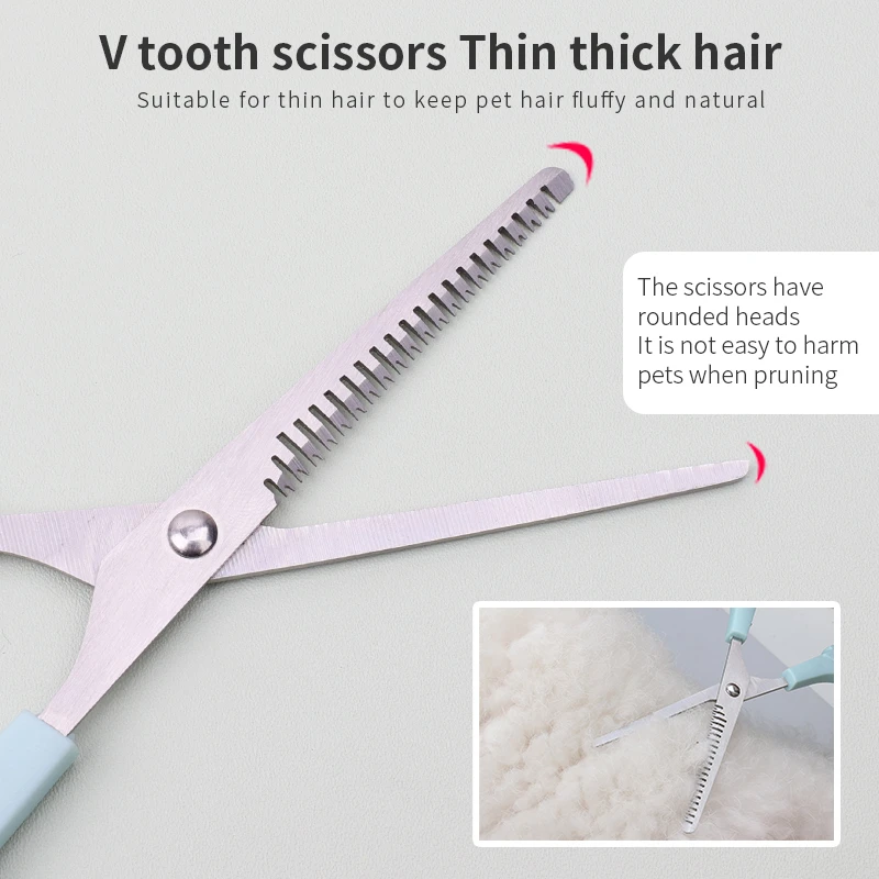 Stainless Steel Thinning Hair Curved Pet Scissors Set Curved ...
