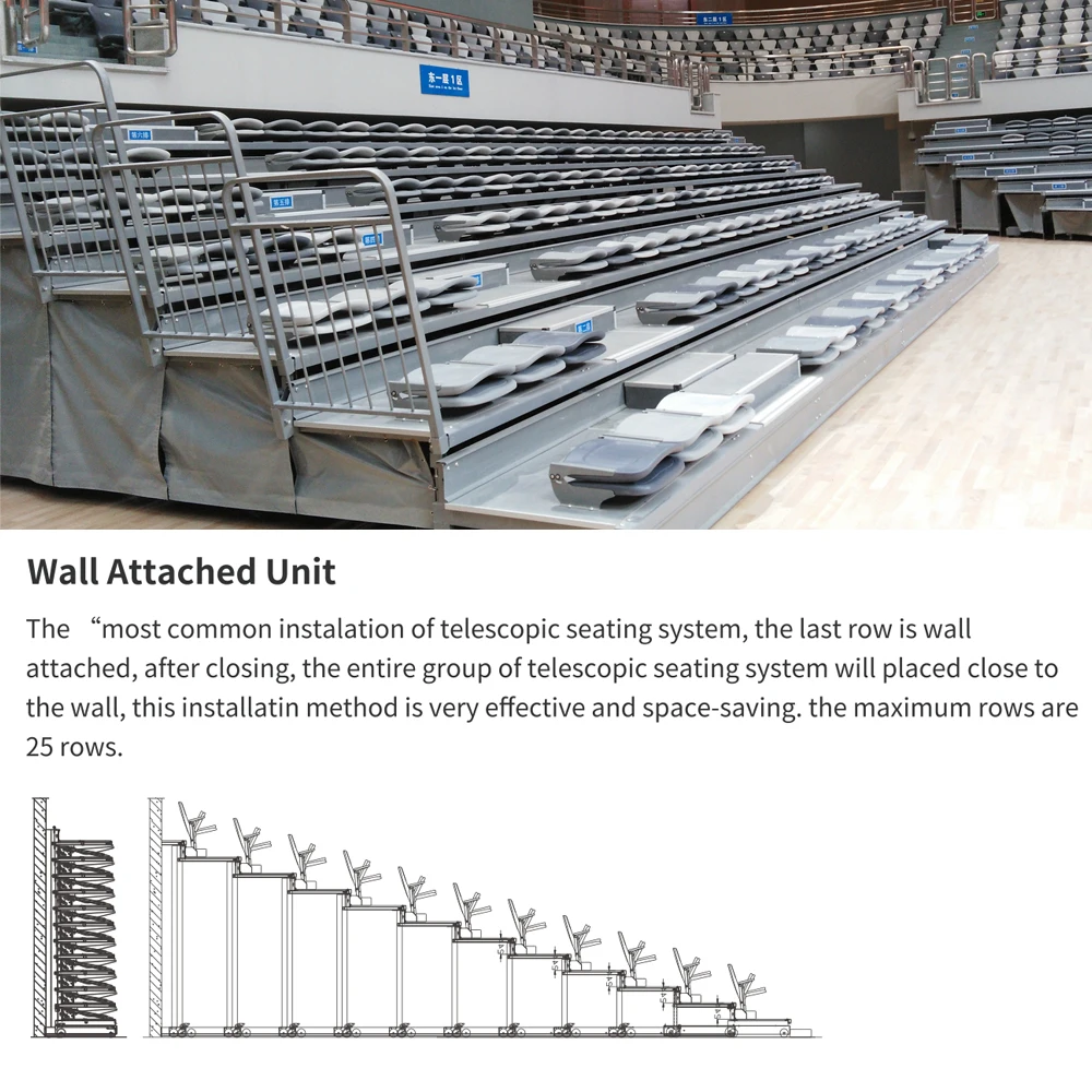 Avant Telescopic Platform Bleacher Systems Arena Indoor Space Saving ...