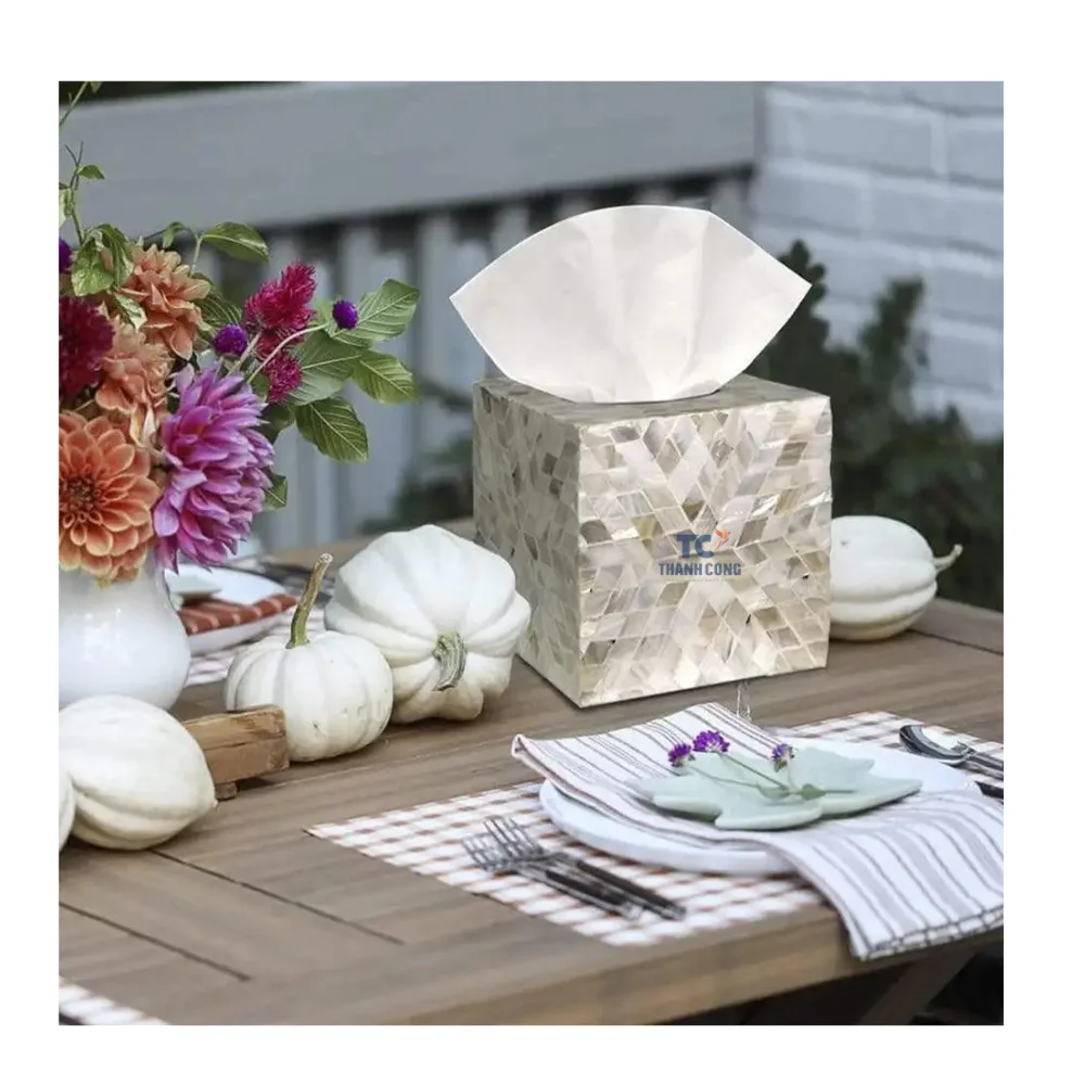 Wholesale Cube Mother Of Pearl Inlay Tissue Box Cover MOP Inlaid Tissue ...