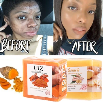 Organic Tumeric Soap Acne Dark Spots Remove Skin Whitening Body All ...