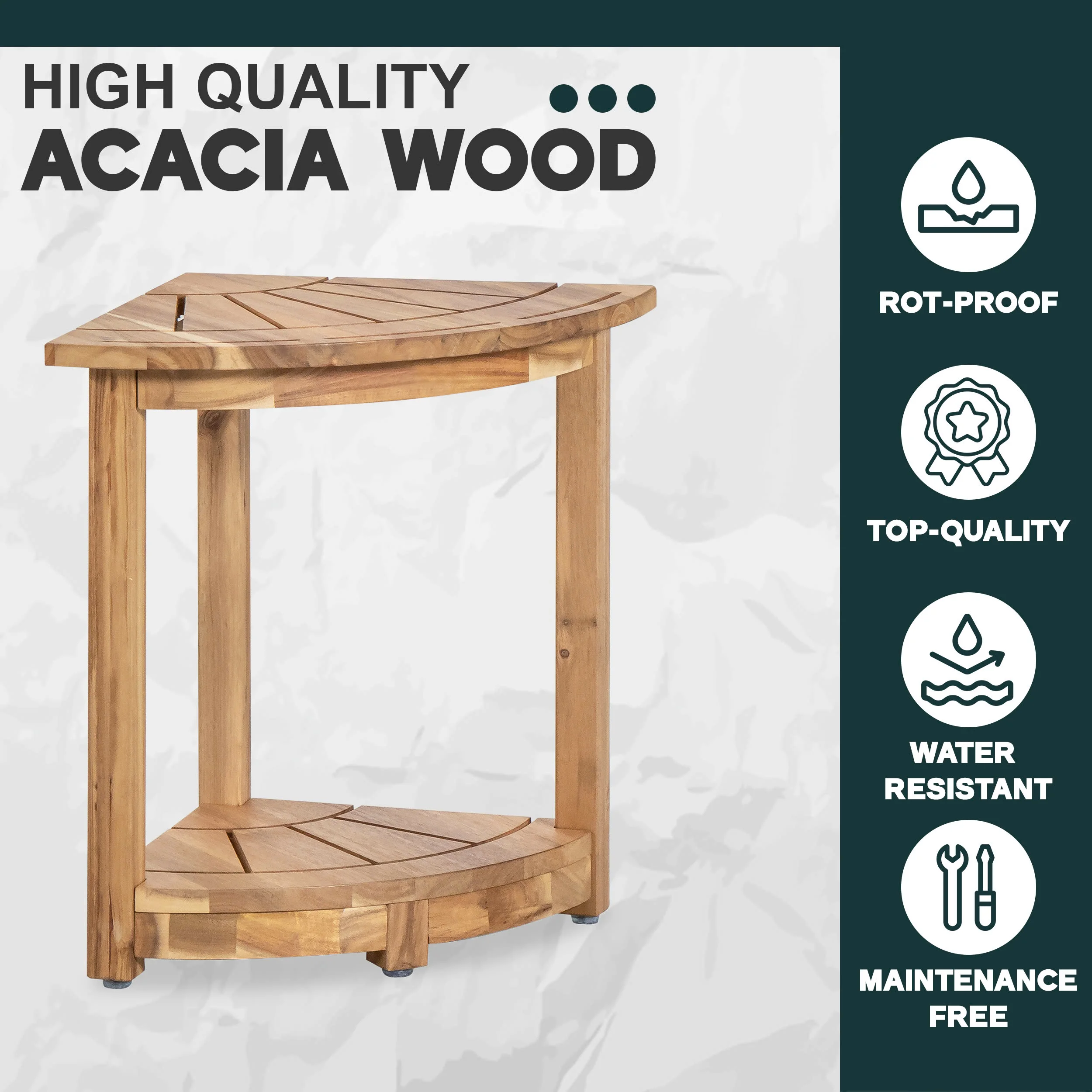 Acacia Wood Corner Shower Stool Shower Chair Shower Bench Triangle ...