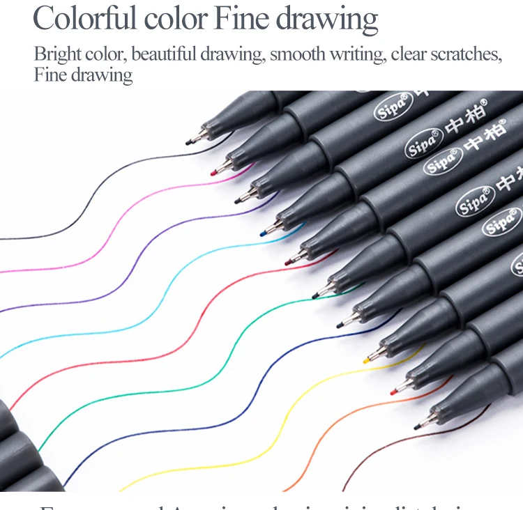 SIPA SR153 Color Hook Line Fine Liner Pen - 10/24 Colors