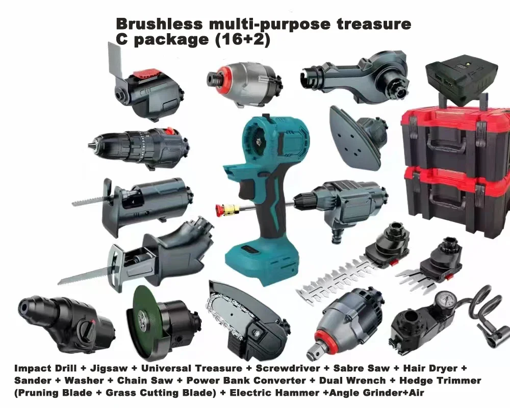 Cordless Electric Screwdriver & Multi-Head Power Drill Set - Brushless ...