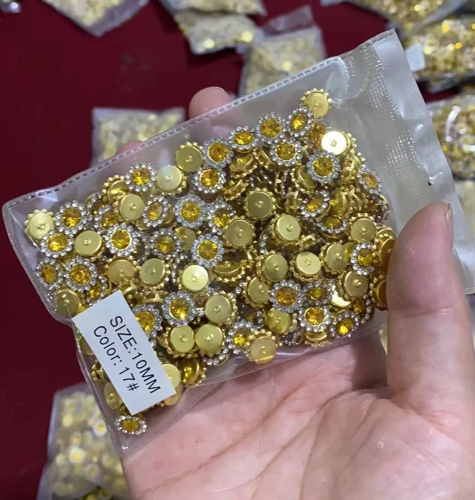 Flat Back Rhinestone 12mm 14mm Flower Shape Claw Cup Sewn Rhinestone ...