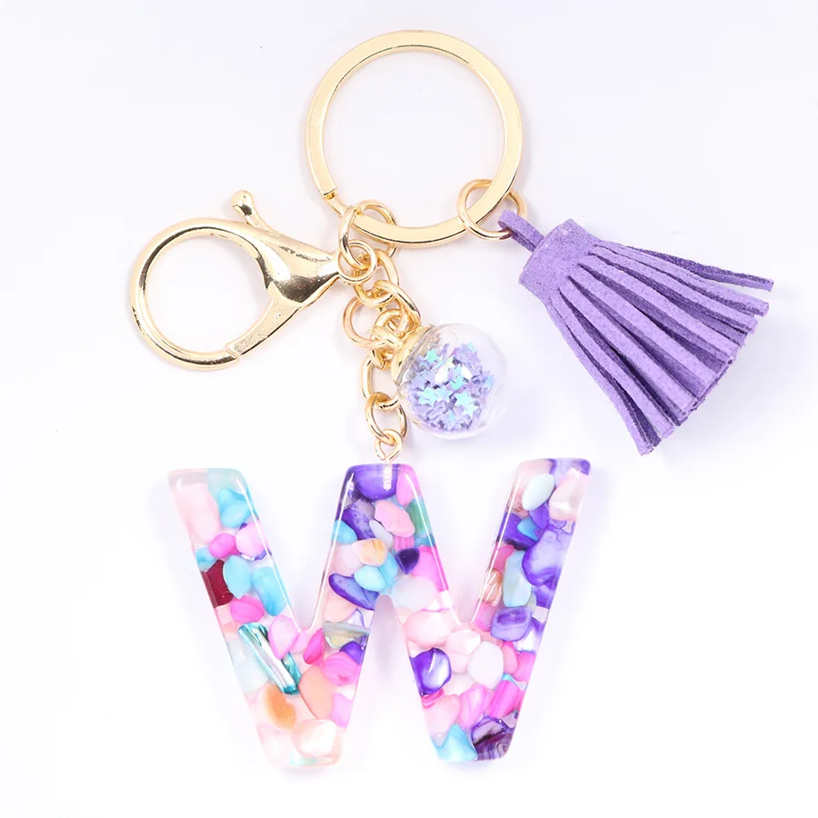Colorful Resin Letter A-z Keychains Women Men Acrylic A To Z Letter ...
