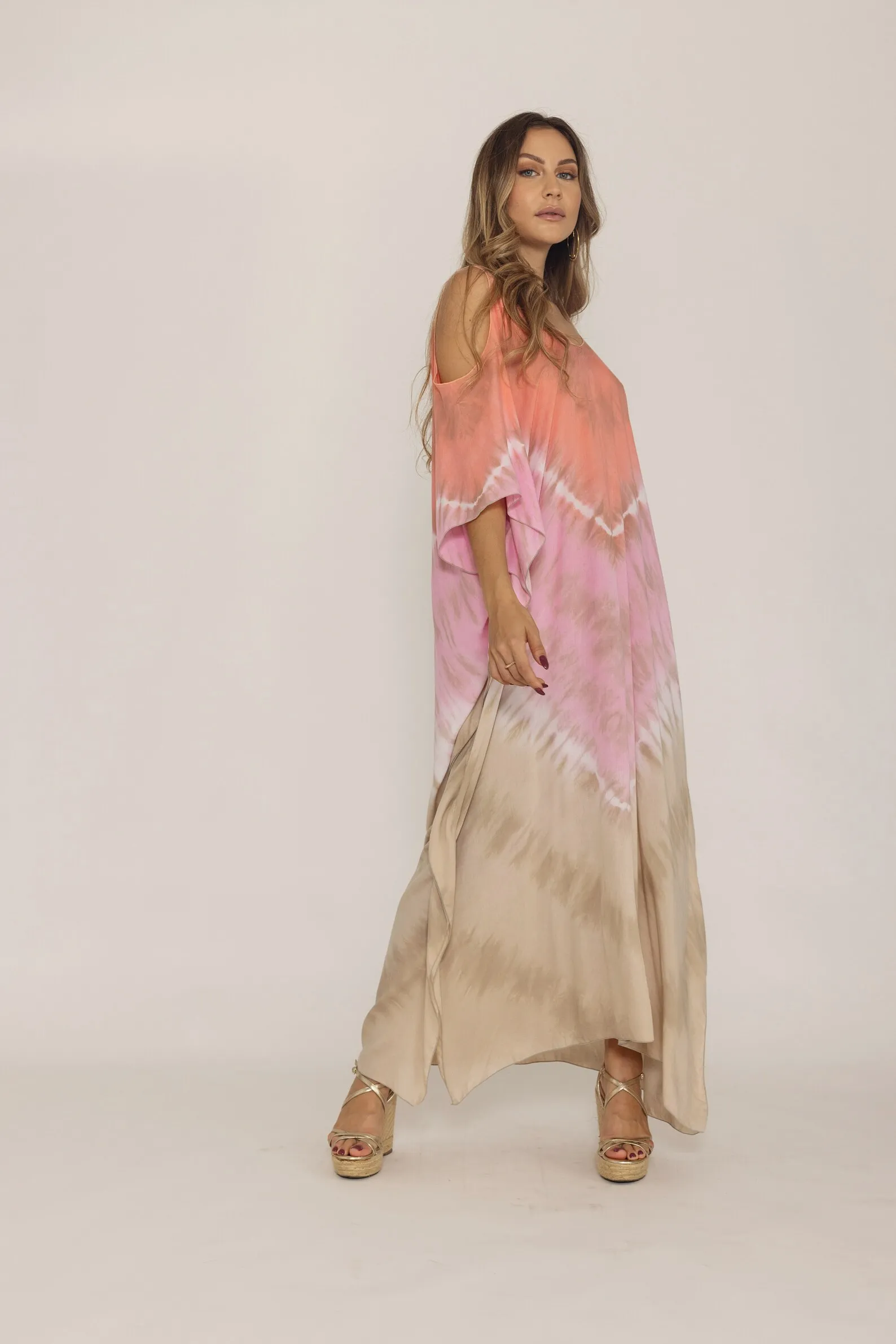 Women Summer Style Beach Wear Boho Hippie Short Maxi Dress Tie & Dye Resort Wear Short Kaftan ...