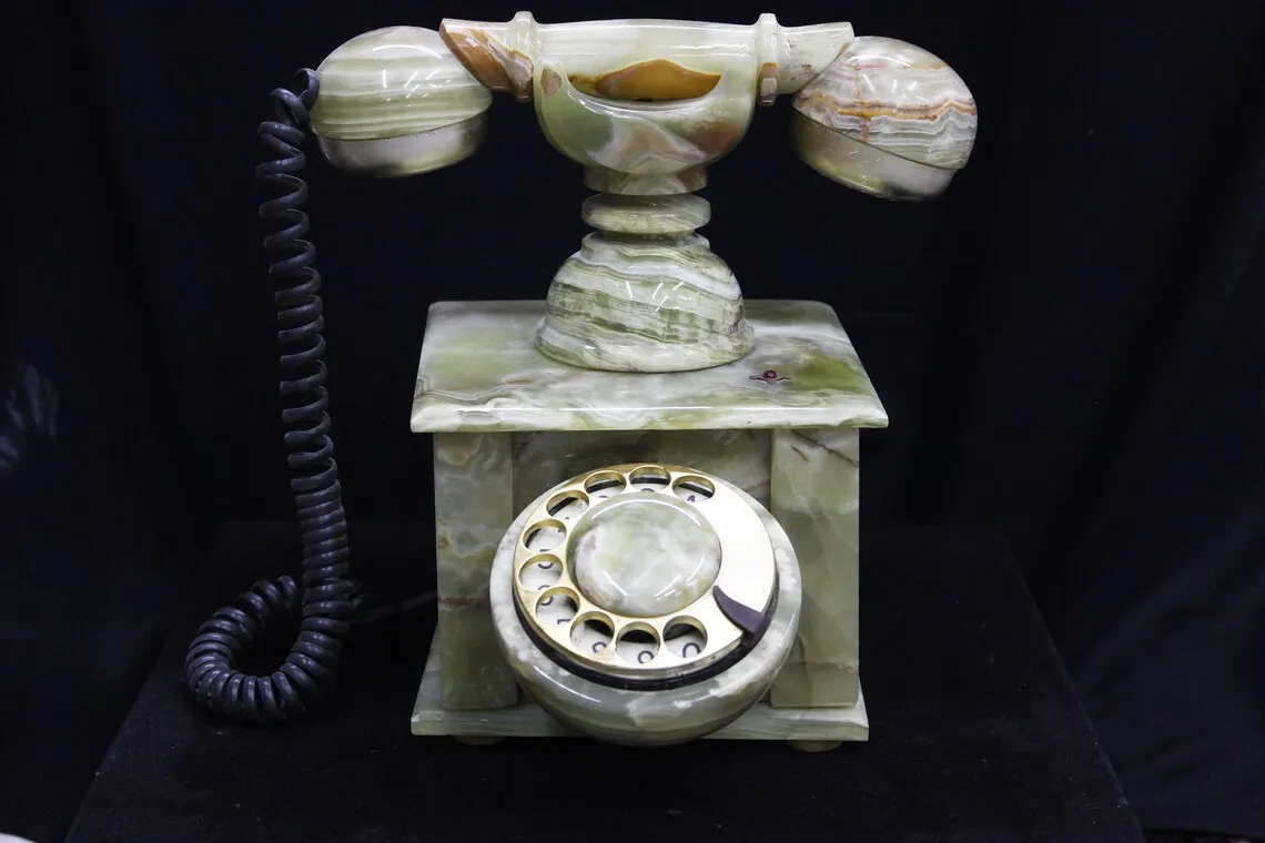 White Onyx Marble Telephone Set , Onyx Stone Telephone Set, Marble ...