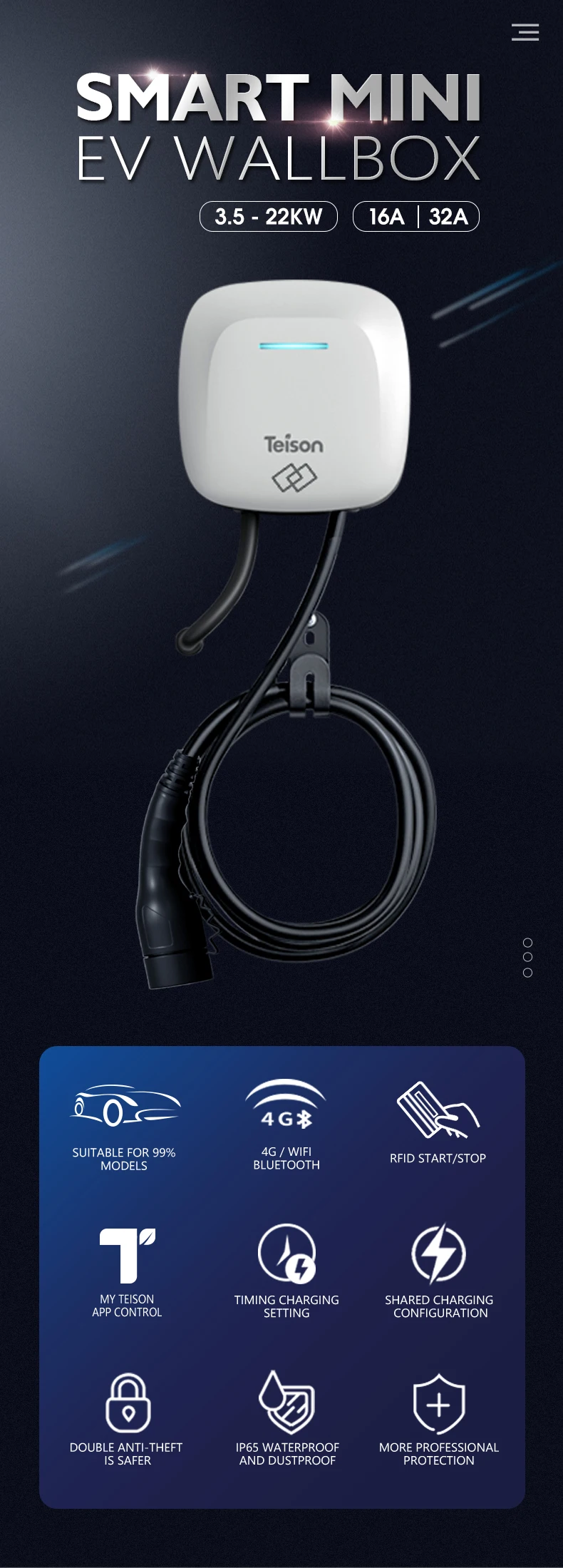 Teison Factory 22kw Electric Vehicle Car Charging Station Level 2 Ev ...