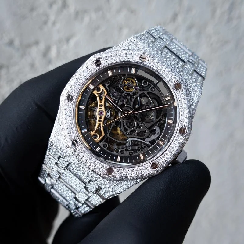 New Ap Skeleton Vvs Moissanite Cuban Watch Ap 1030 Iced Out Bused Down ...
