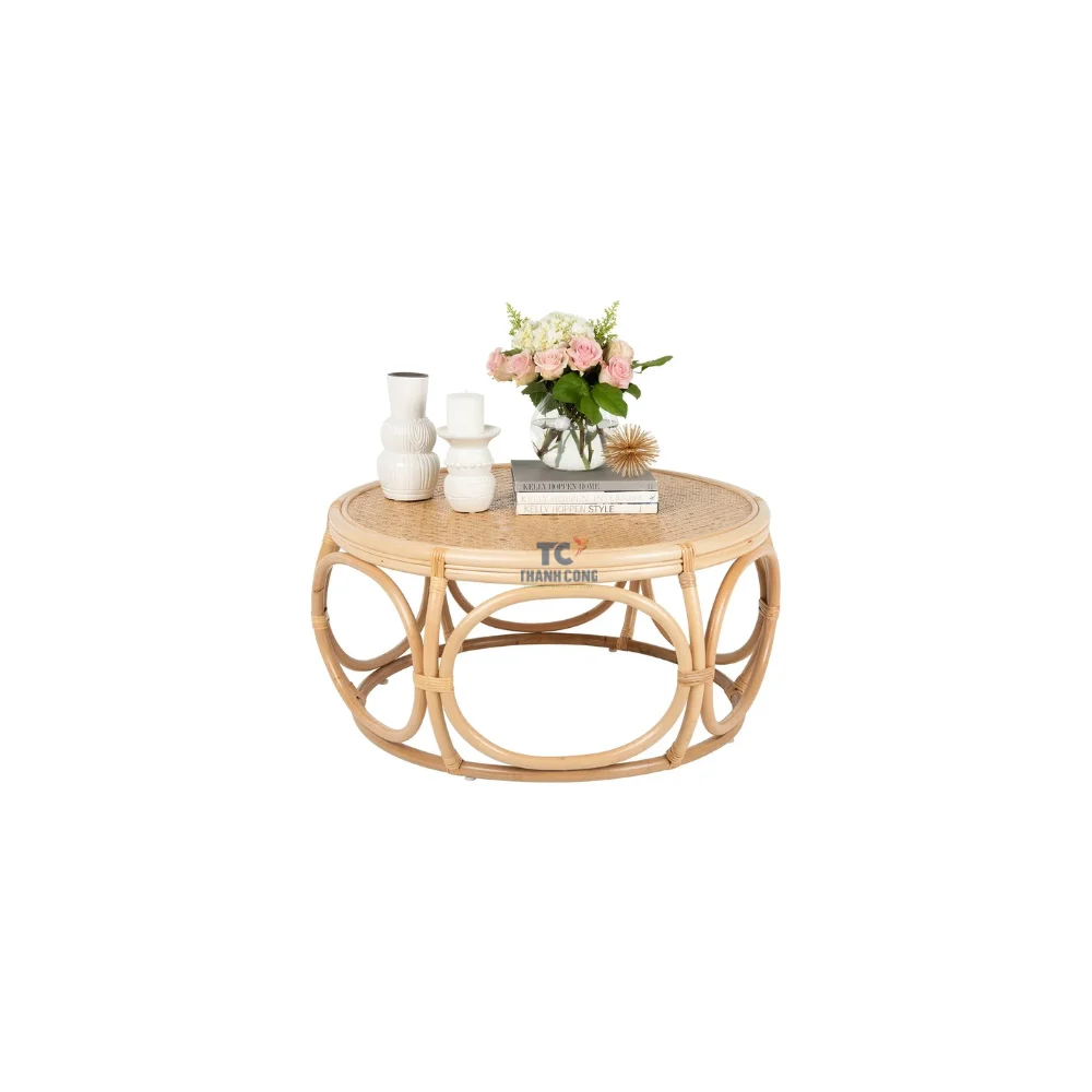 Round Rattan Table Vintage Handcrafted Rattan Table As Coffee Table ...