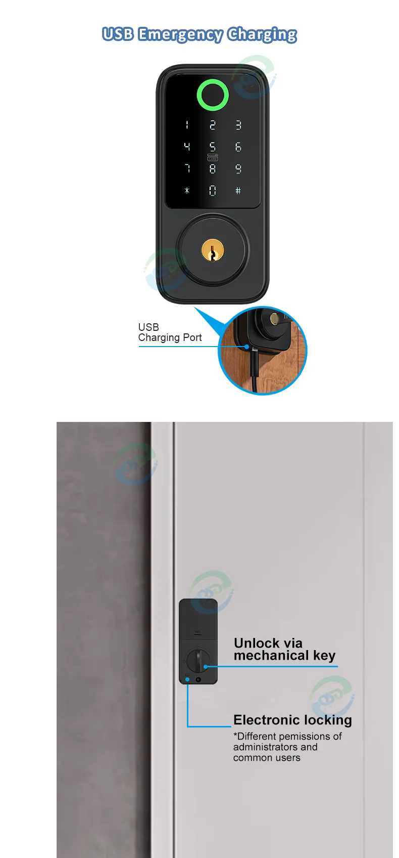 High Security Fingerprint Auto Deadbolt Lock - Ttlock Tuya APP