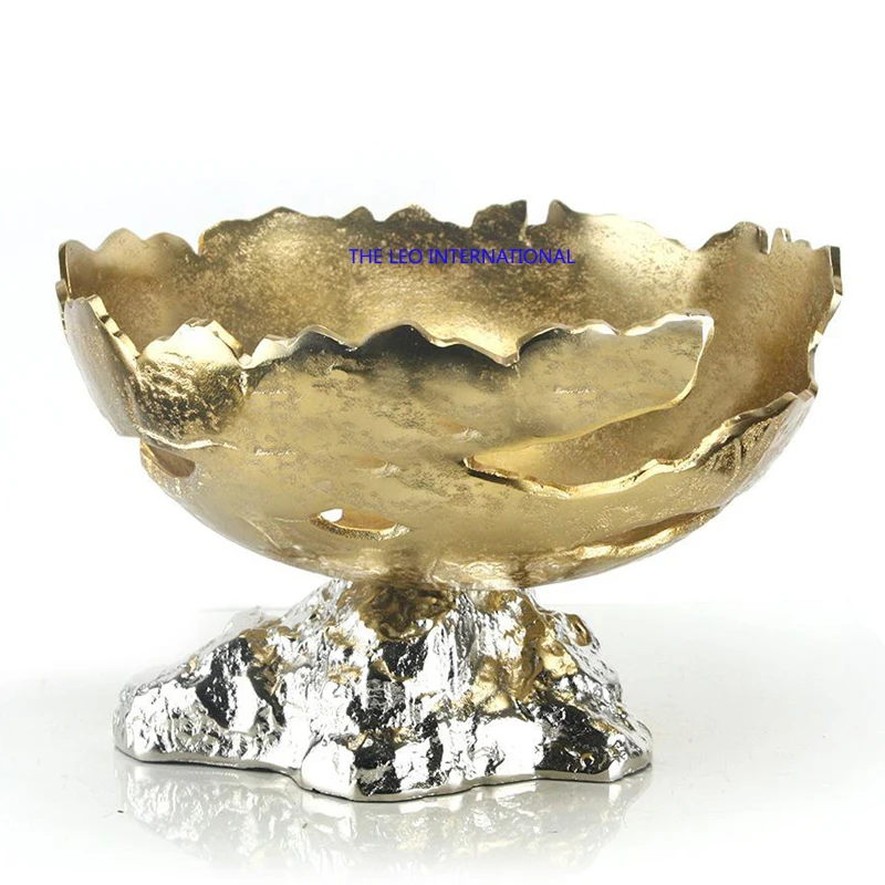 Modern Silver And Gold Coral Design Home Decorative Luxury Bowl Round ...
