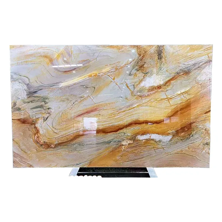 Natural Polished Rainbow Gold Quartzite Slabs by Fulei Stone