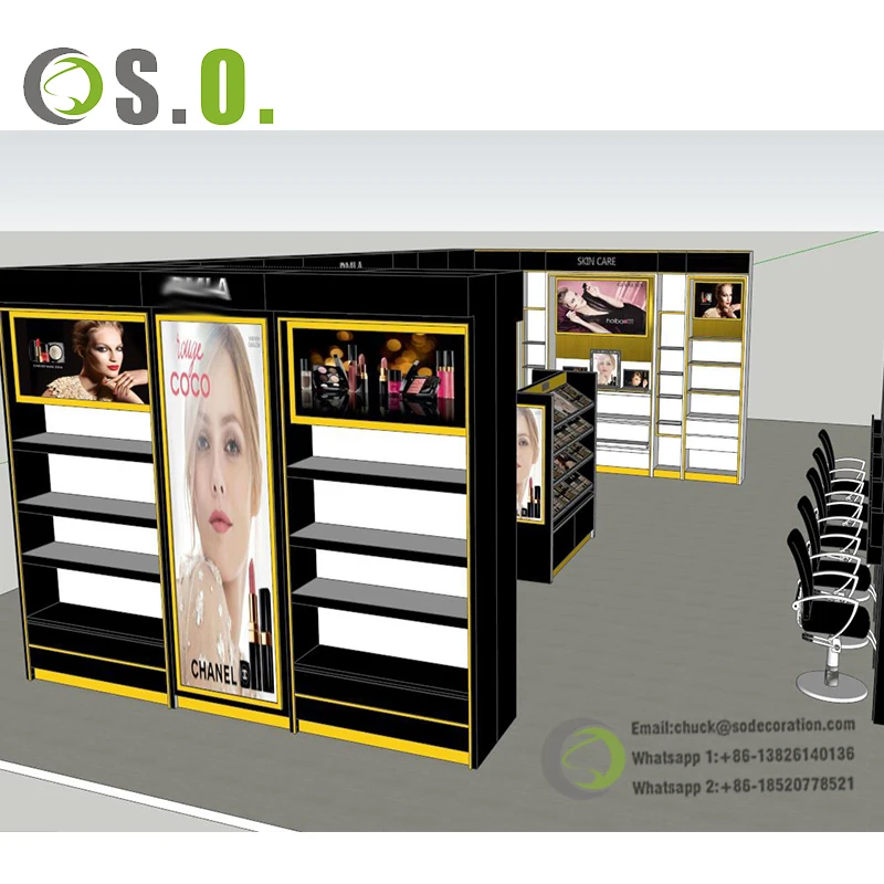 Functional Cosmetic Display Cabinet With Shelves Used In Skincare Shop ...