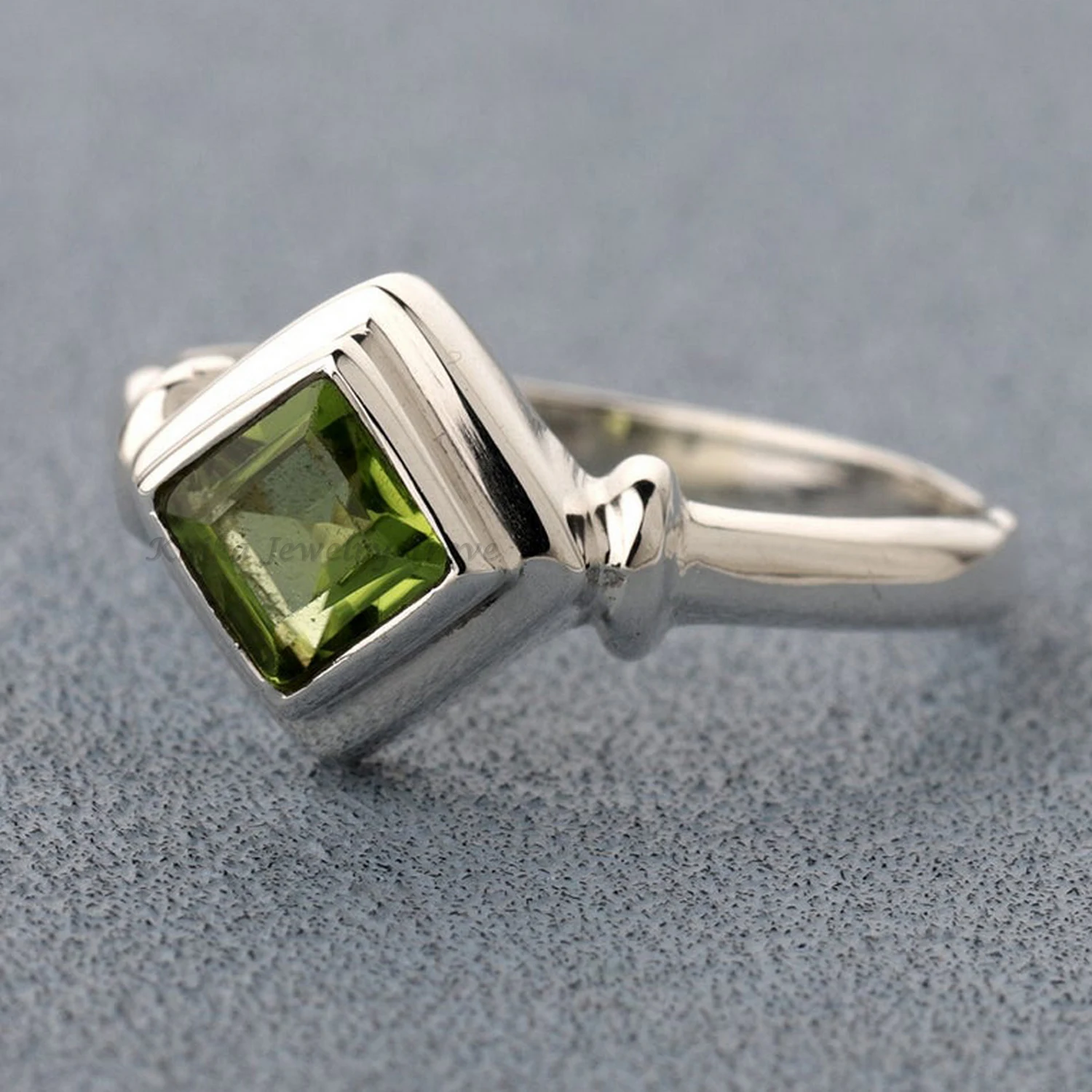 925 Sterling Silver Beautiful Natural Peridot Square Shape Ring Shop ...