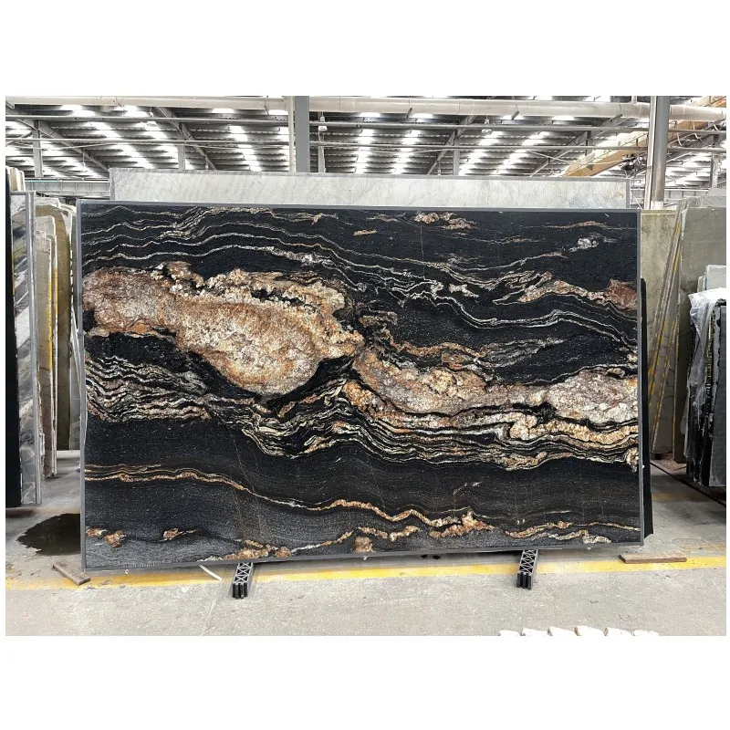 Exotic Brazil Cosmic Black Granite Magma Gold Titanium Leather Granite ...