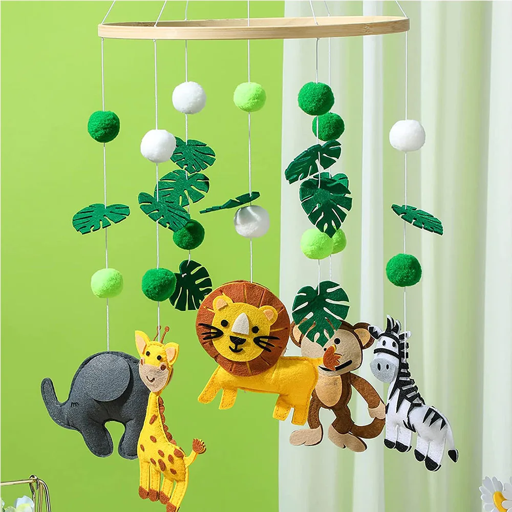 Woodland Forest Safari Deer Monkey Lion Hanging Mobile Toy Nursery Room ...