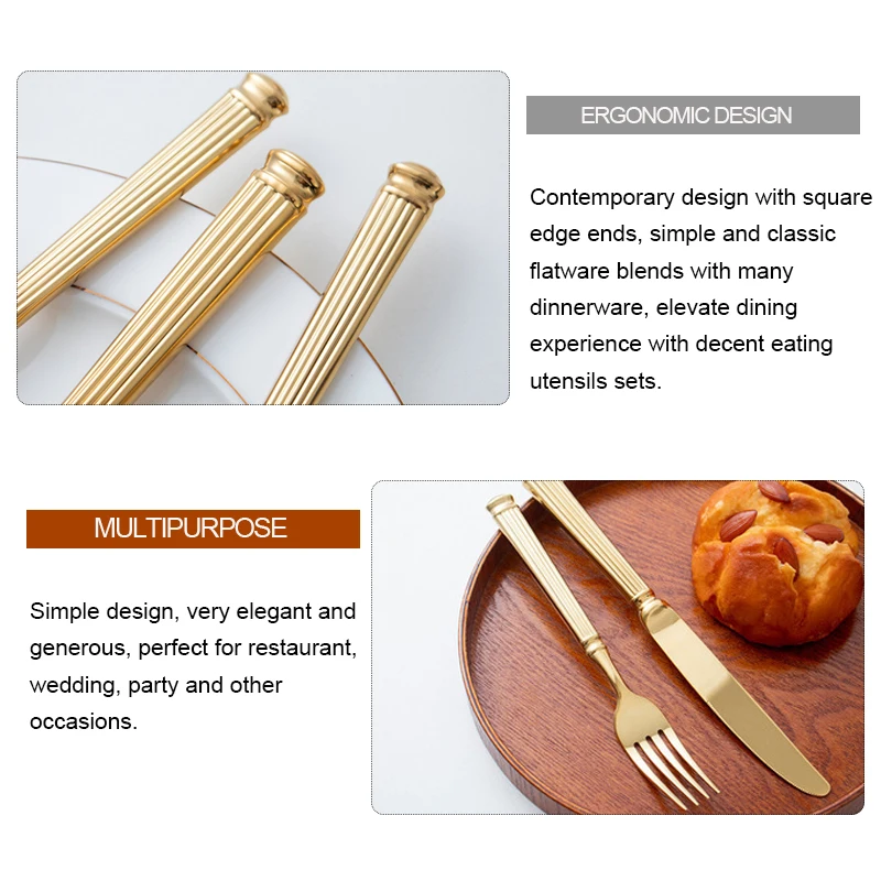 Wholesale Royal Vintage Flatware Set Striped Handle Dinner Spoon and ...