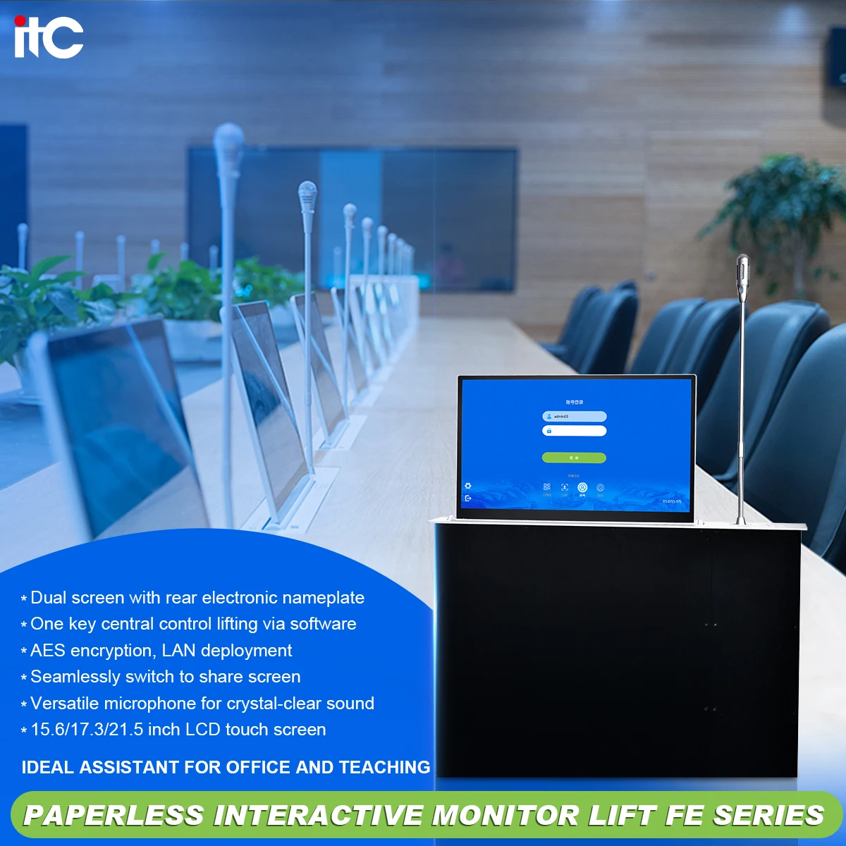 Itc Motorized Paperless Interactive Monitor Lift,With Ulta-thin 15.6 ...