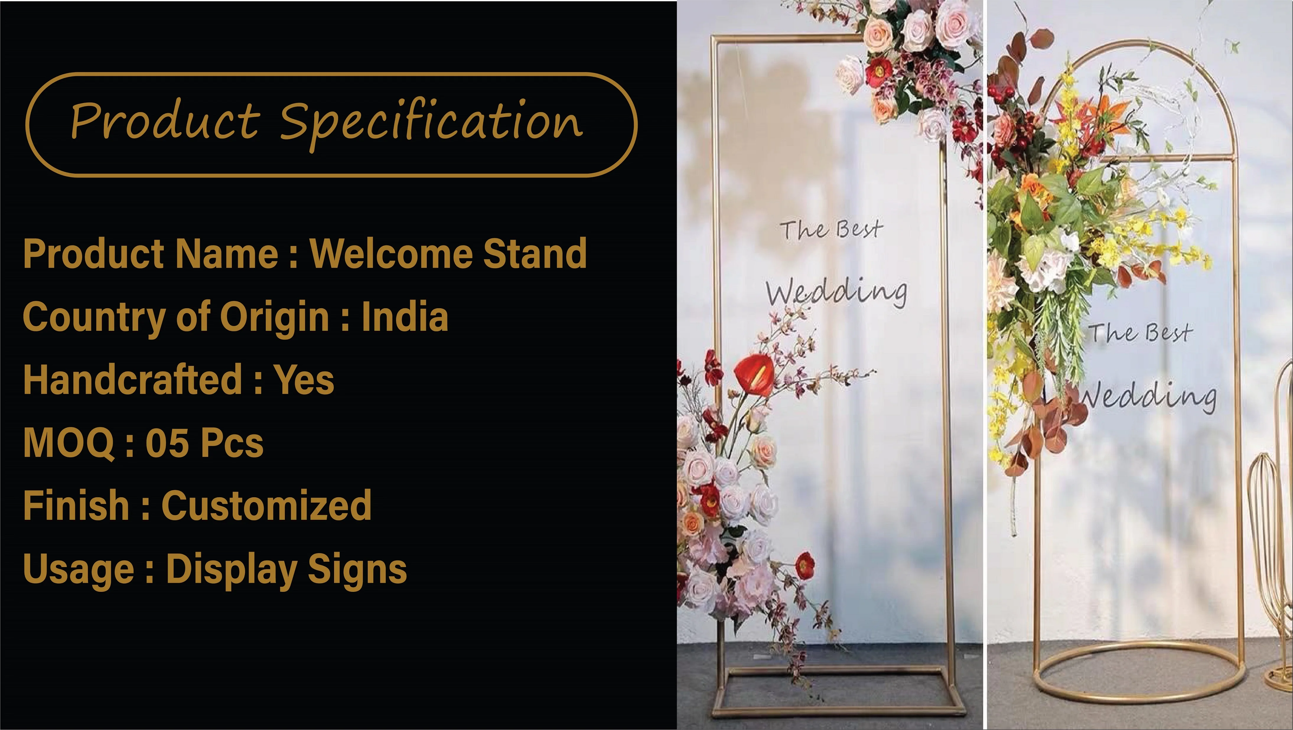 Traditional Indian Design Wedding Welcome Stand in Black Iron for ...