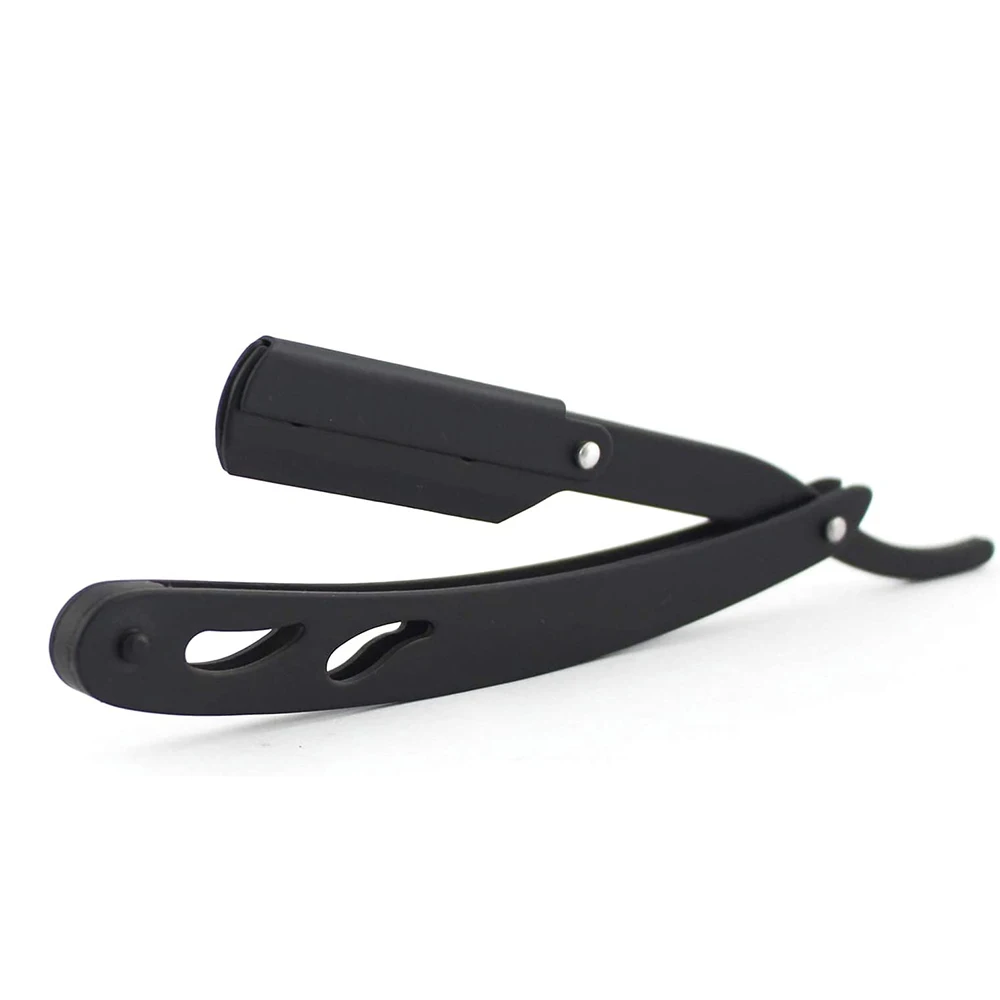 Custom Made Straight Edge Stainless Steel Barber Razors for Men Black ...