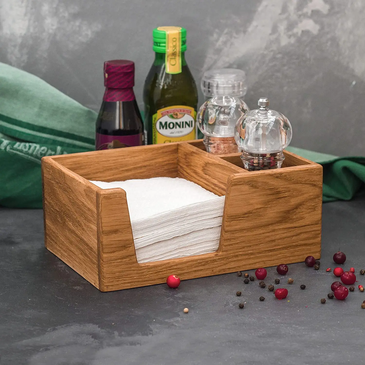 Handcrafted Modern Rustic Wooden Table Caddy With Napkin Holder Wood ...
