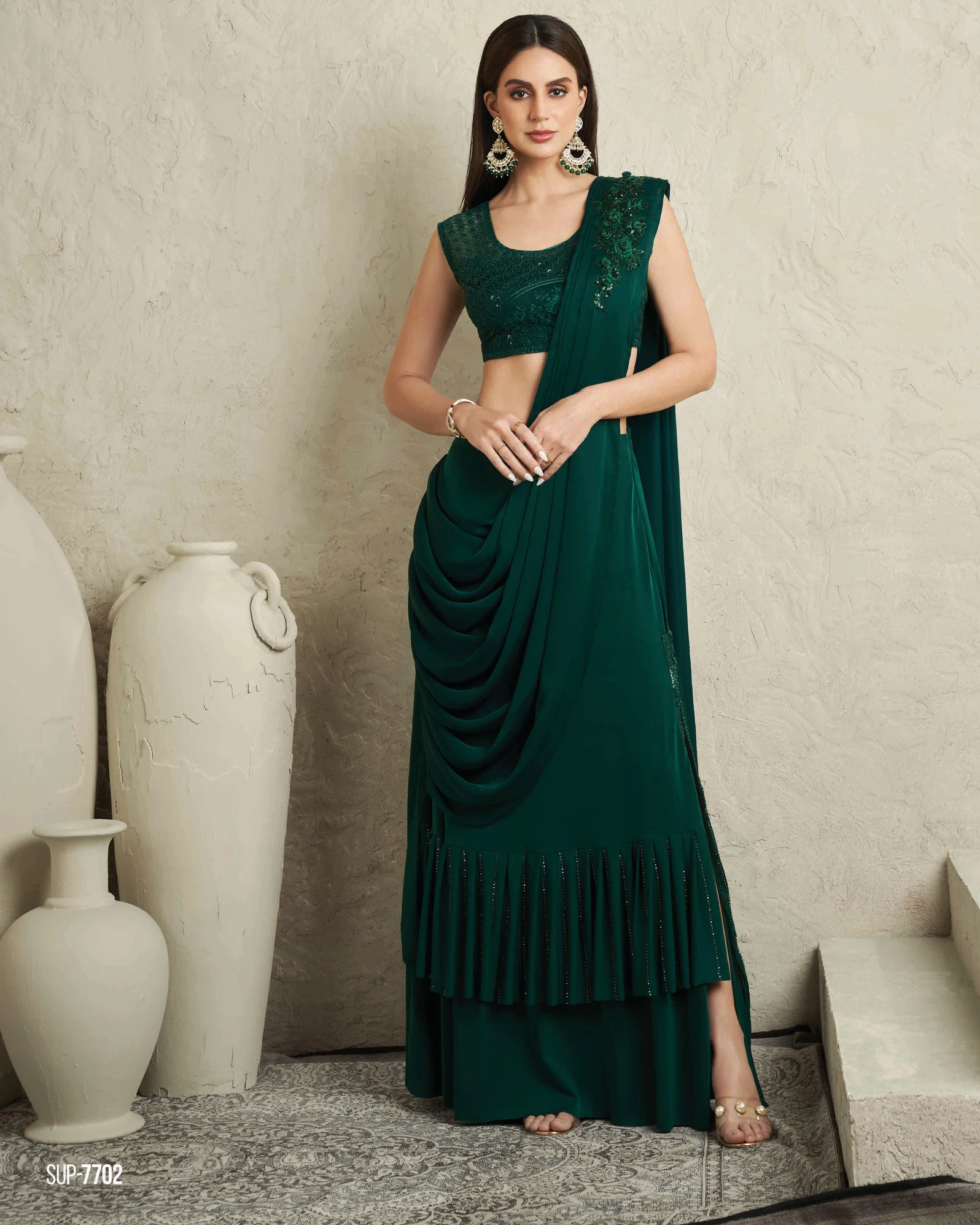 Best Indian Wear Imported Fabric Women Partywear Stitched Saree With ...