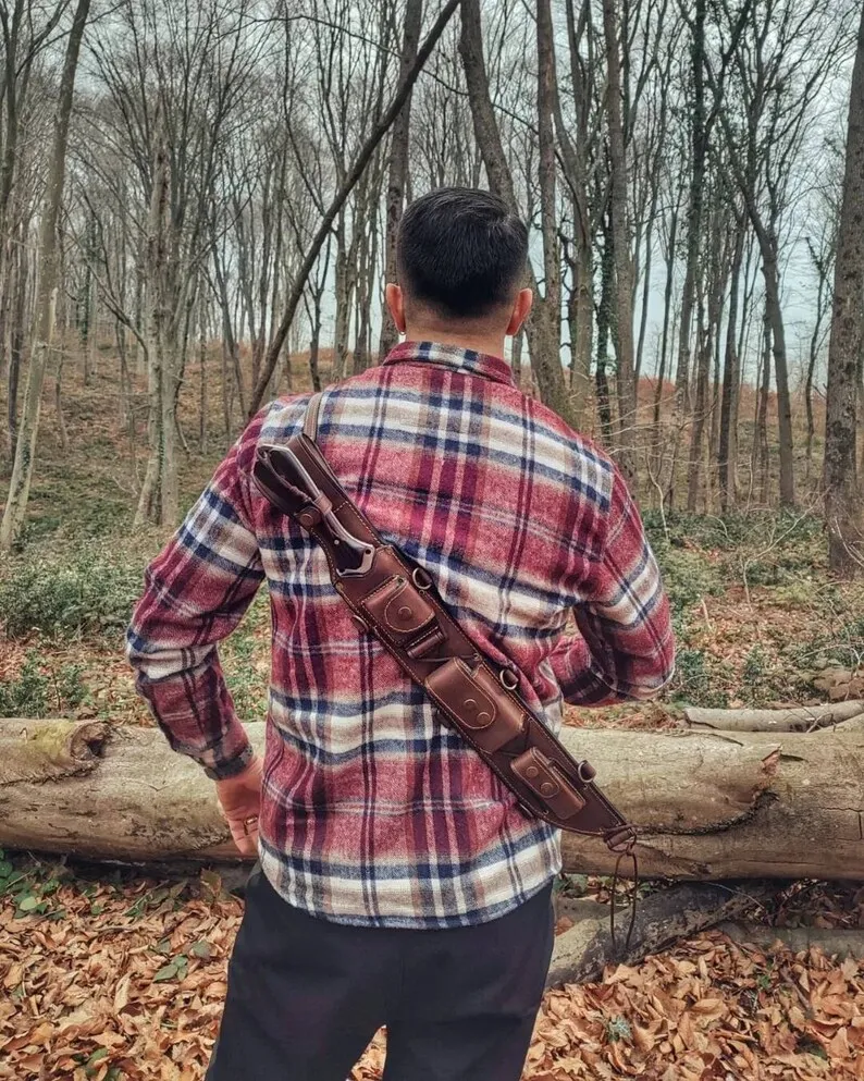 Handmade Leather Knife Sheaths Knife Holder with Back Sling Casual ...