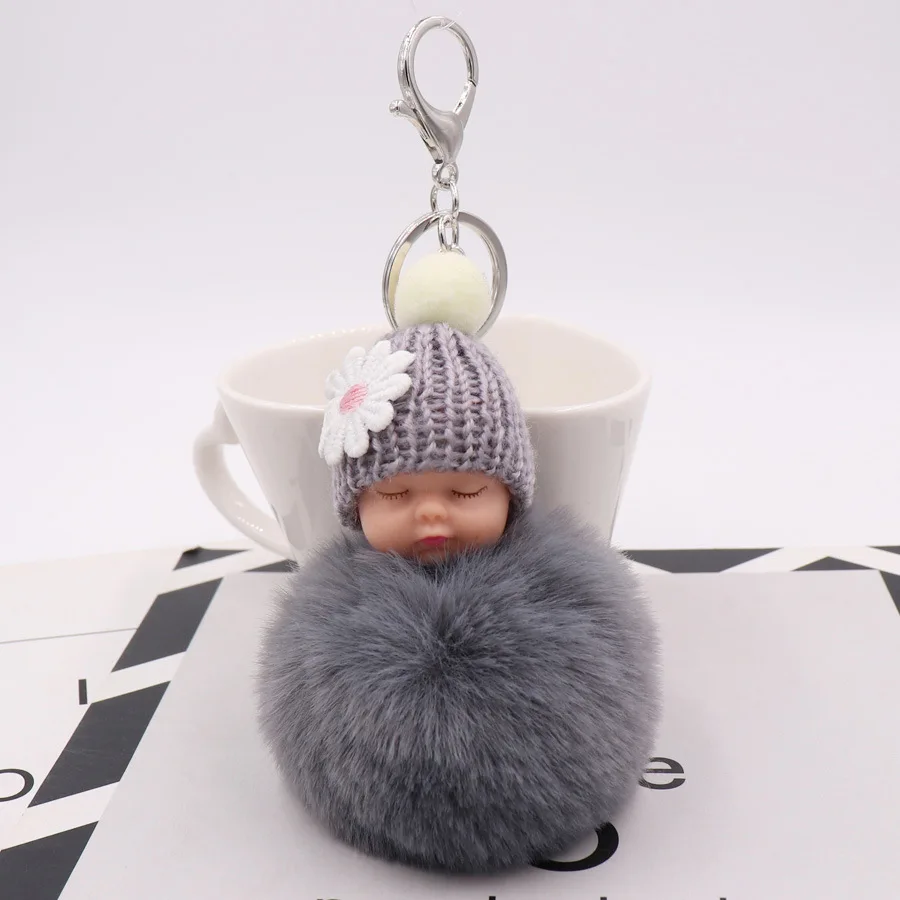 Custom 8cm Cute Plush Sleeping Smiling Baby Keychains Fluffy Kawaii ...