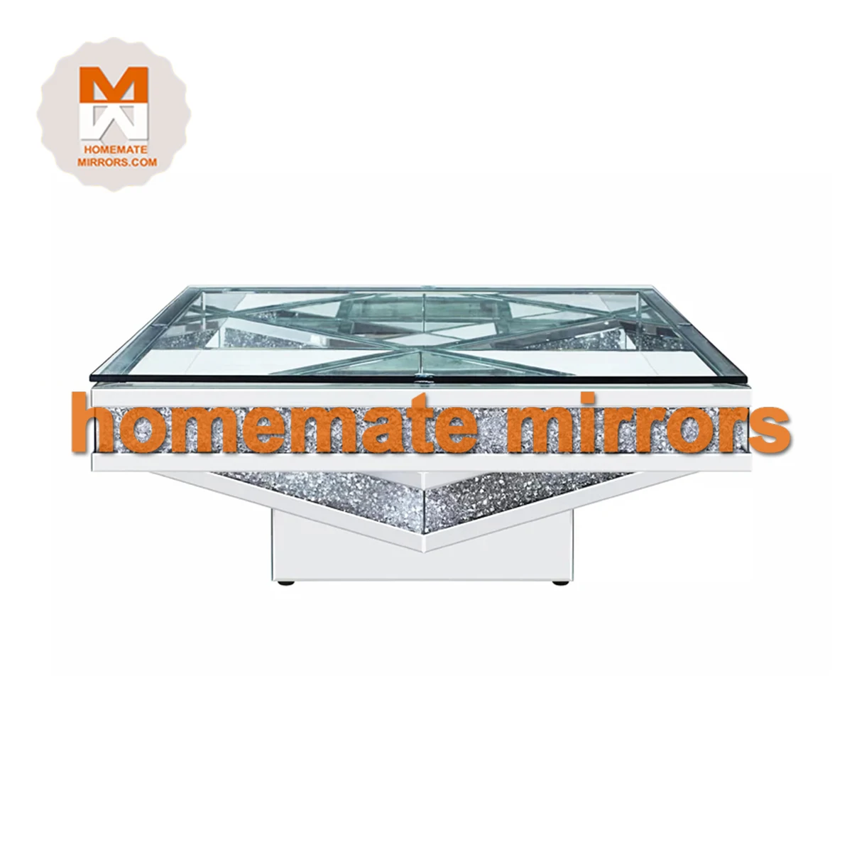 Hot Beautiful Luxury Crushed Diamond Square Mirrored Coffee Table ...