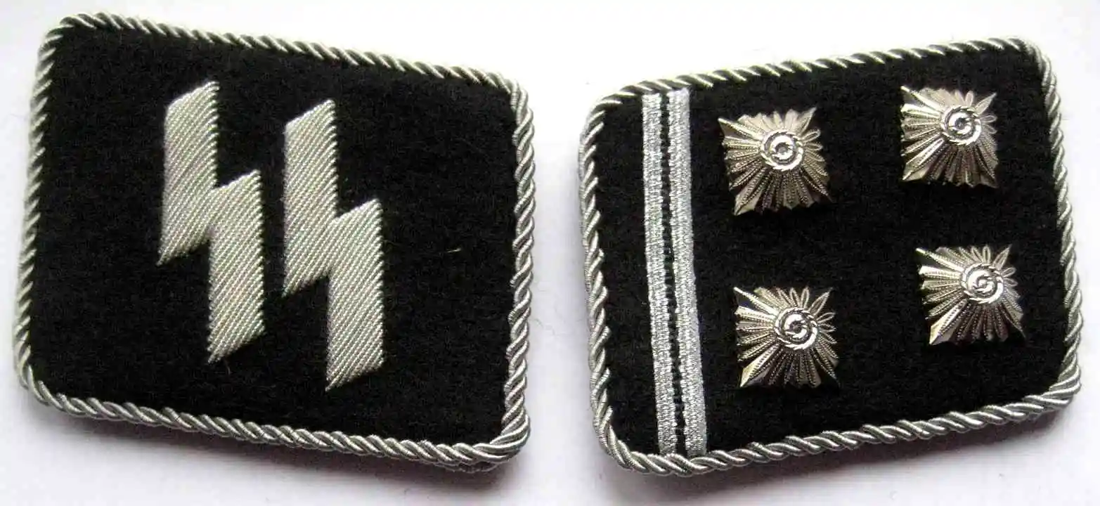 Ww2 German Officer Panzer Collar Tabs Pair In Hand Made Embroidered For ...