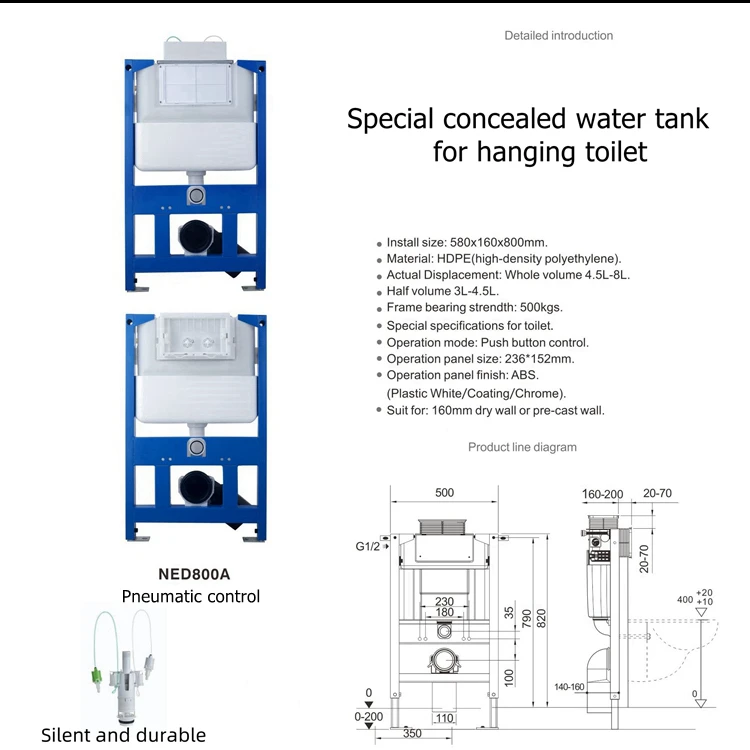 Wall Mounted Plastic Toilet Cistern Concealed Tank - Buy Concealed Tank ...