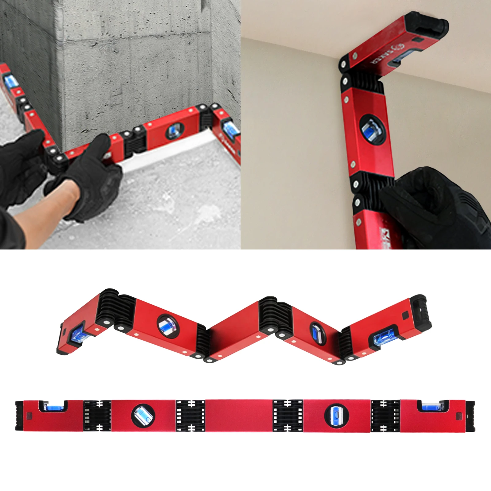 Foldable Angle Finder Spirit Level Ruler 28-Inch with Magnet