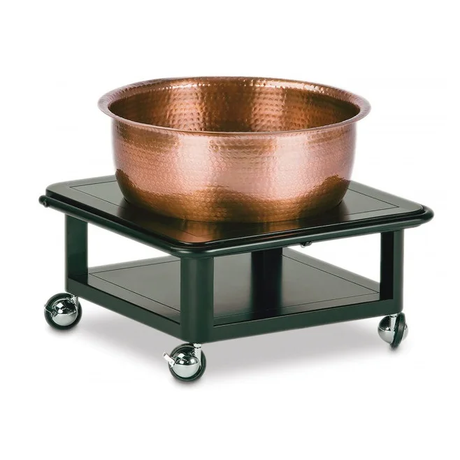 Foot Spa Copper Bowl Round Wooden Trolley Standard Foot Pedicure Bowl ...