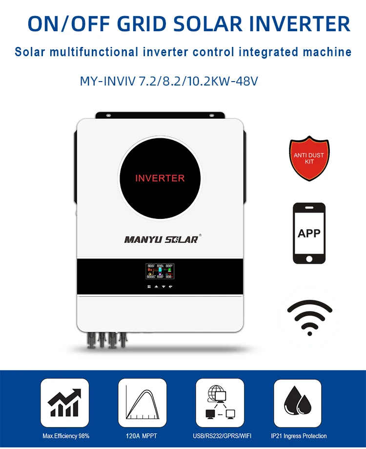 Mppt 180a 48v 220v 10.2kw On Grid Off Grid Hibrid Solar Inverter Pv ...