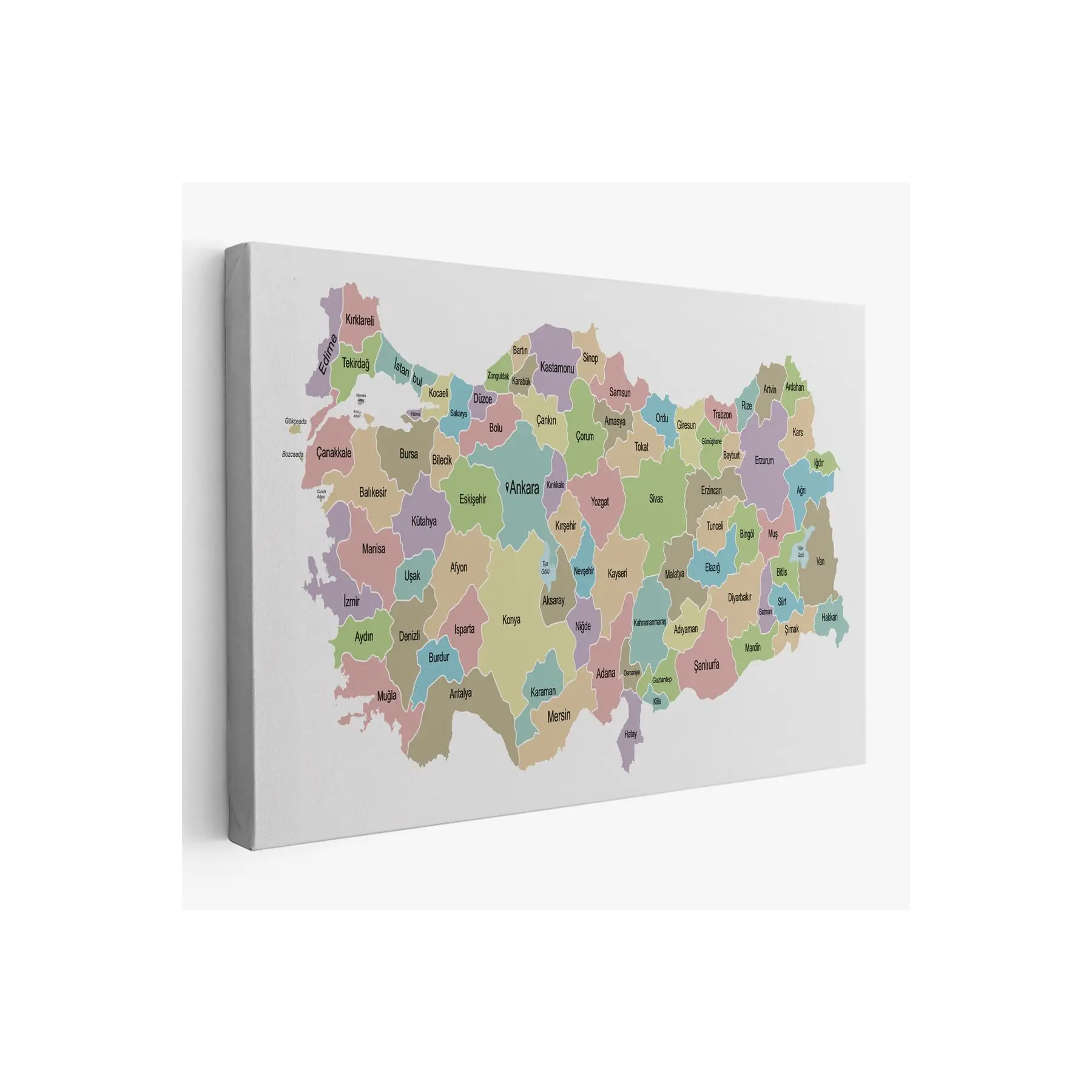 Türkiye Map Canvas Painting Educational and Instructional Decorative ...