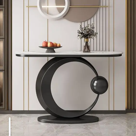 2 Tier Black Color Entryway Console Table Metal Frame & Tempered Glass ...