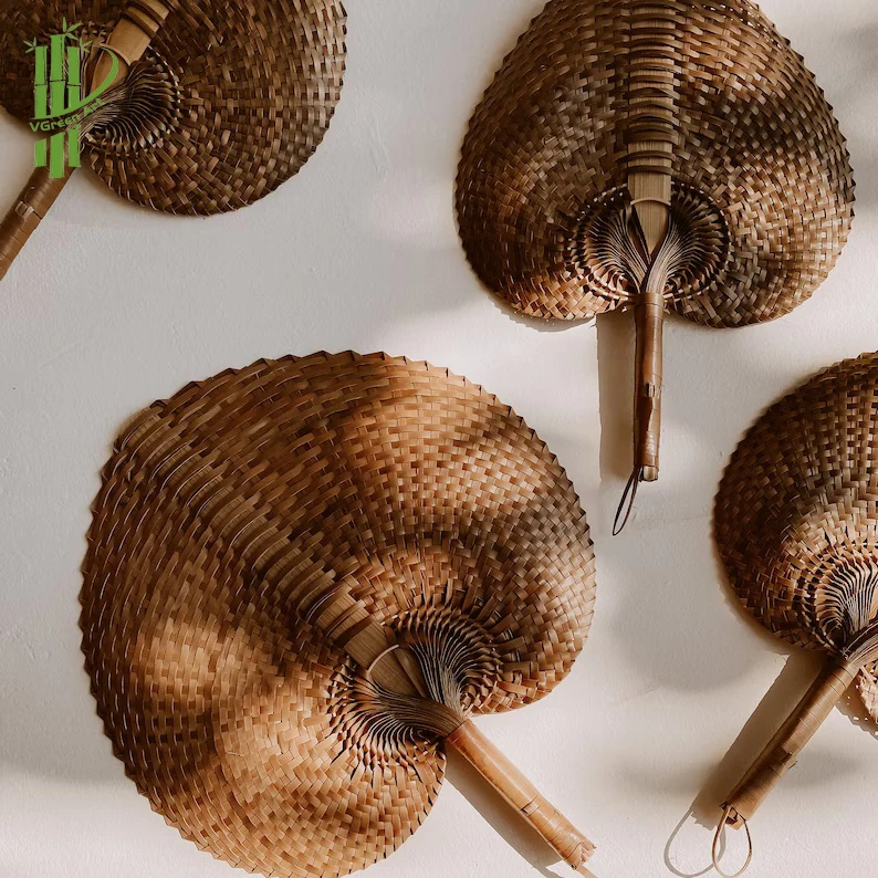 African Hand Fan Gift Set with Leather Handle - Vgreen Art